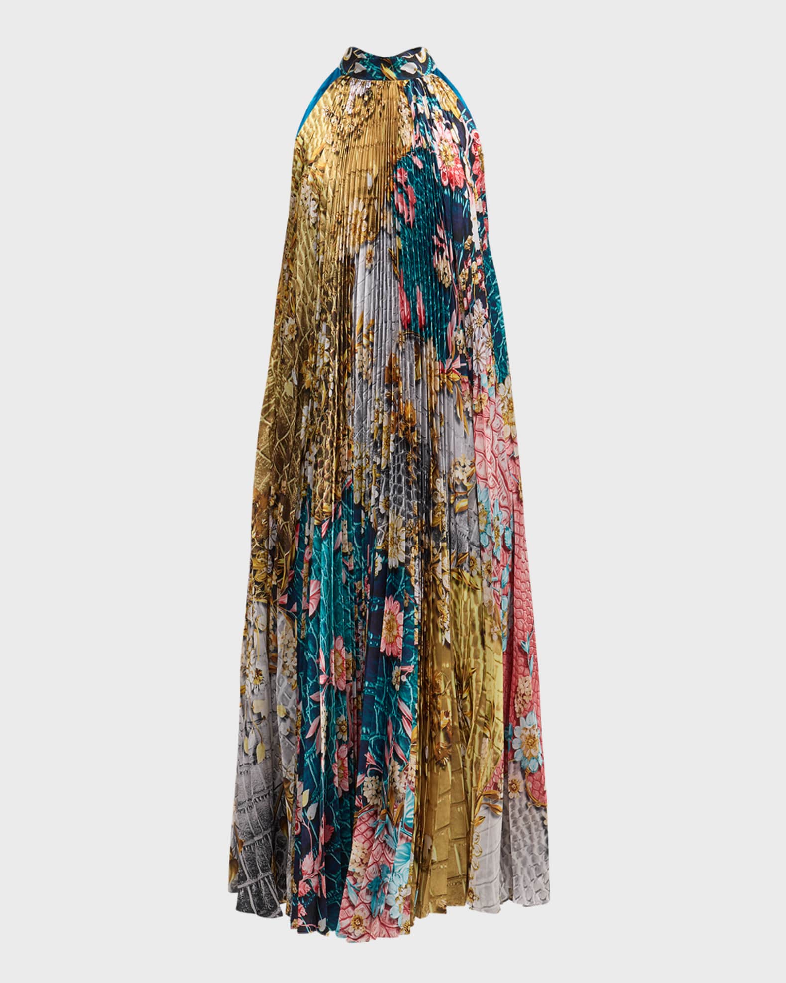 Mary Katrantzou Nimbus Floral Animal-Print Pleated Sleeveless Midi ...