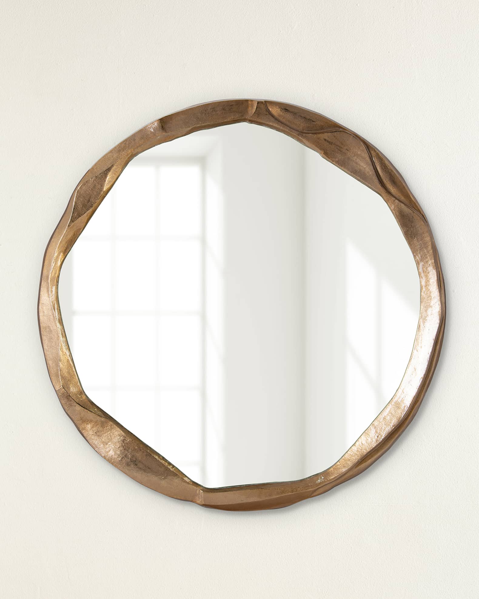 John-Richard Collection Round Ruga Golden Mirror, Large | Neiman Marcus