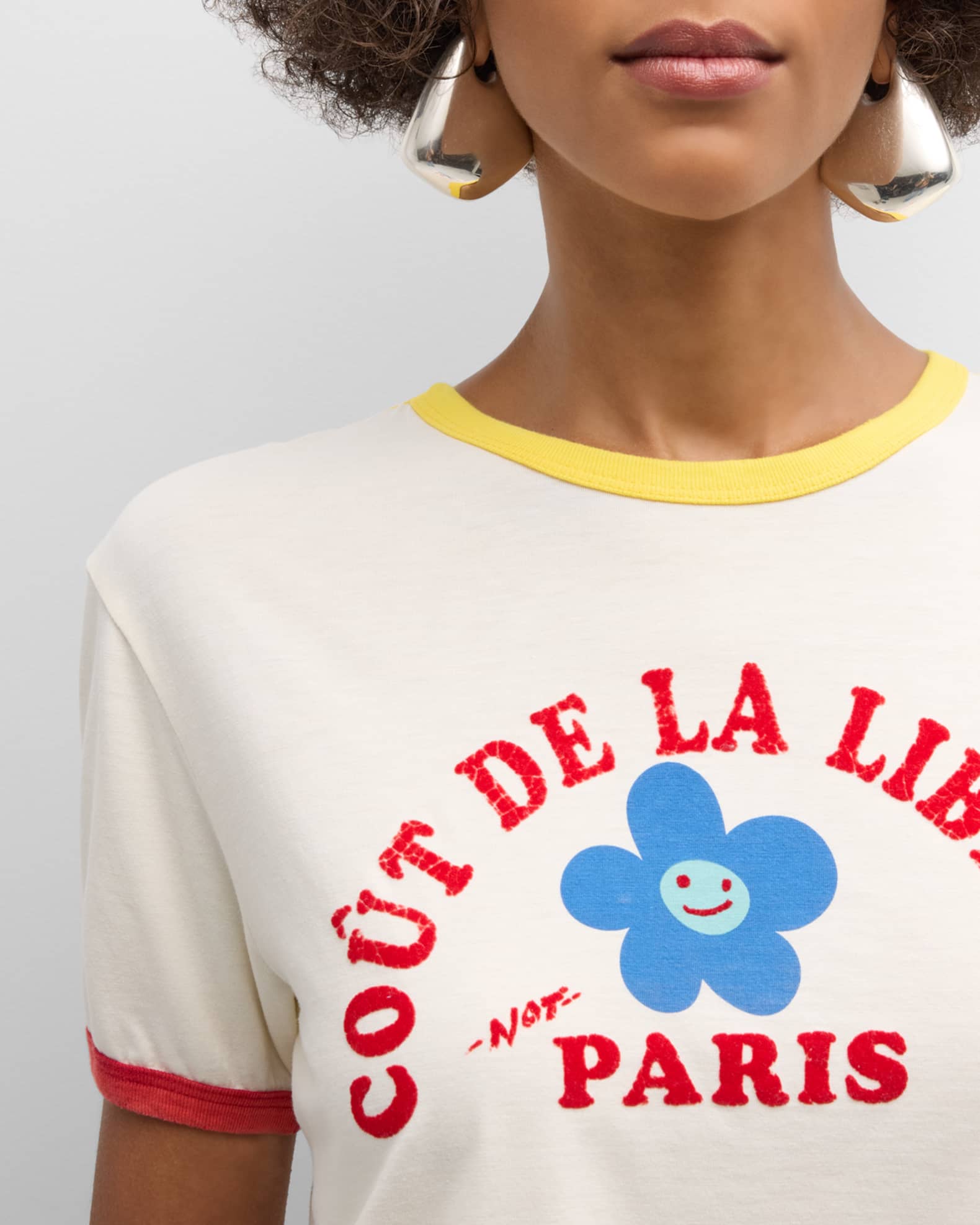Cout De La Liberte Doutzen Flower Paris Cropped Ringer Tee | Neiman Marcus