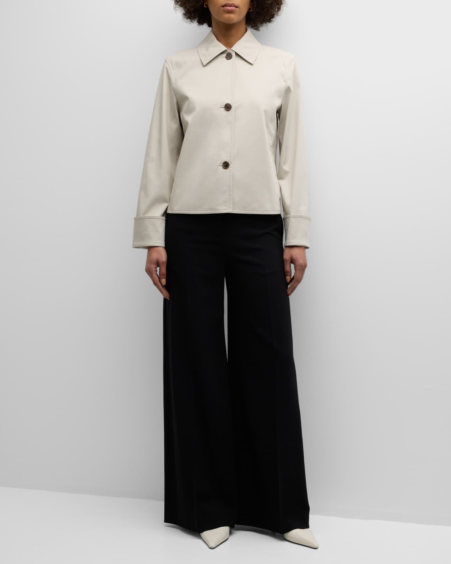 Theory Cropped Wide-Cuff Trench Jacket | Neiman Marcus