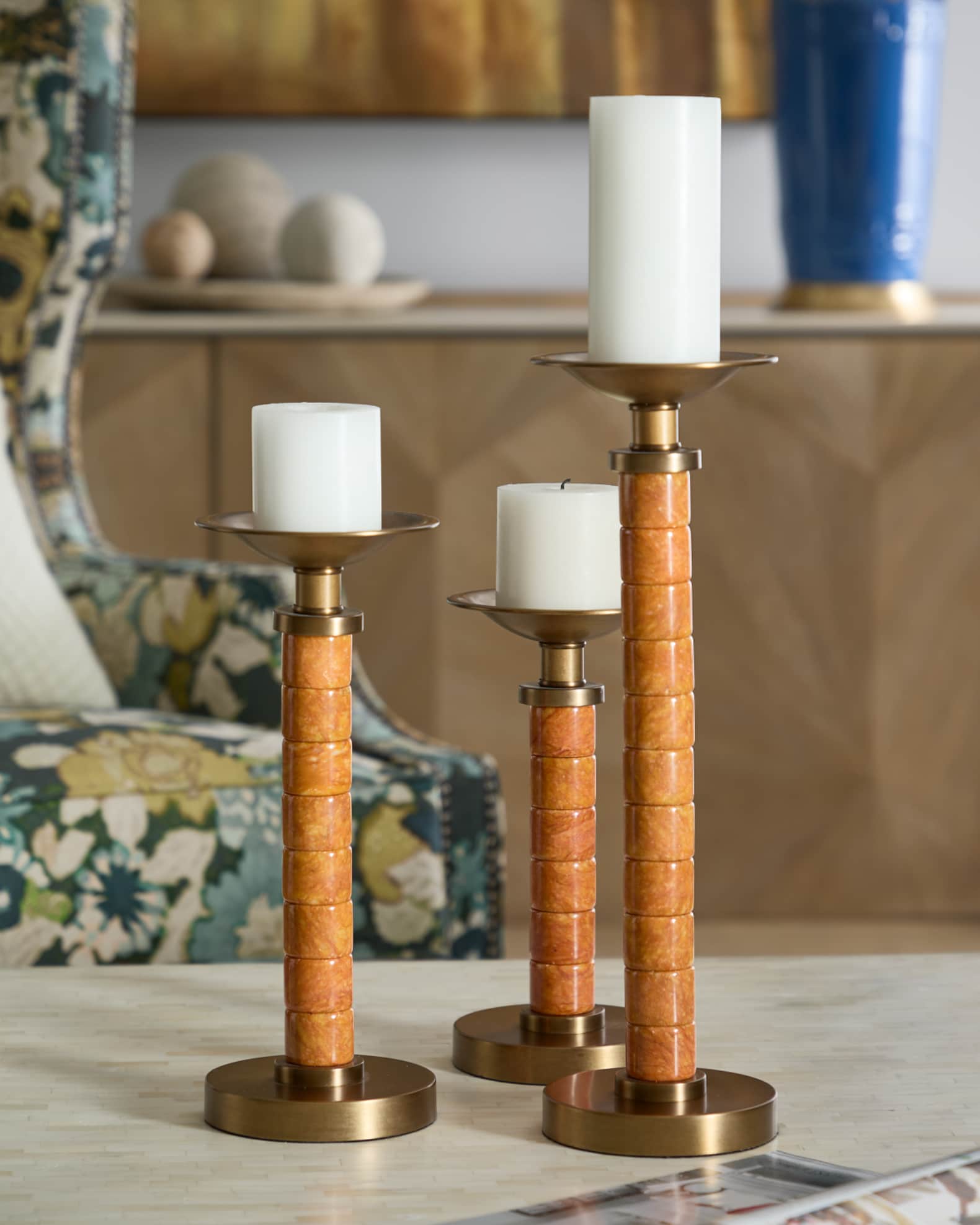 Port 68 Jade Garden Candlesticks, Set of 3 | Neiman Marcus