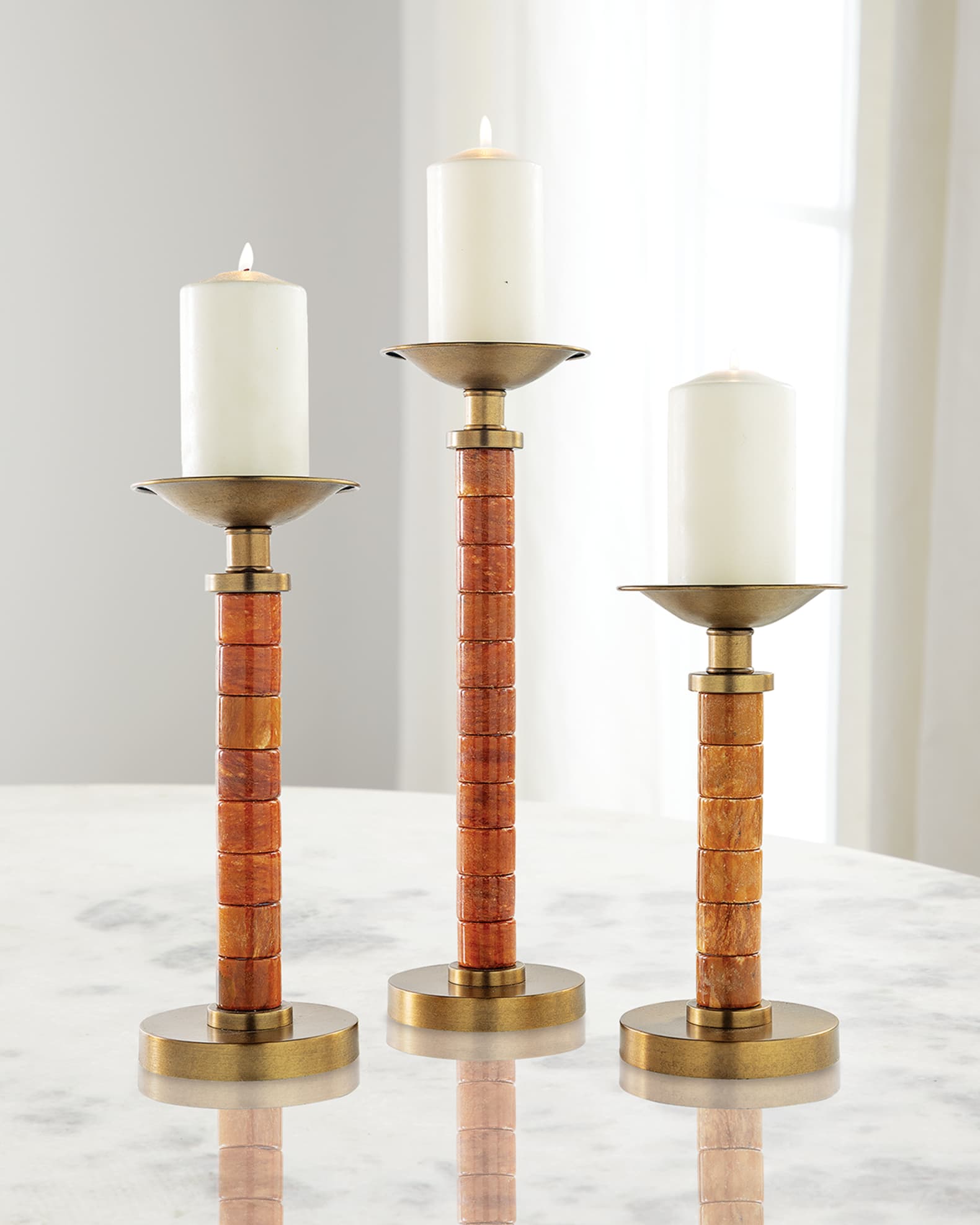 Port 68 Jade Garden Candlesticks, Set of 3 | Neiman Marcus