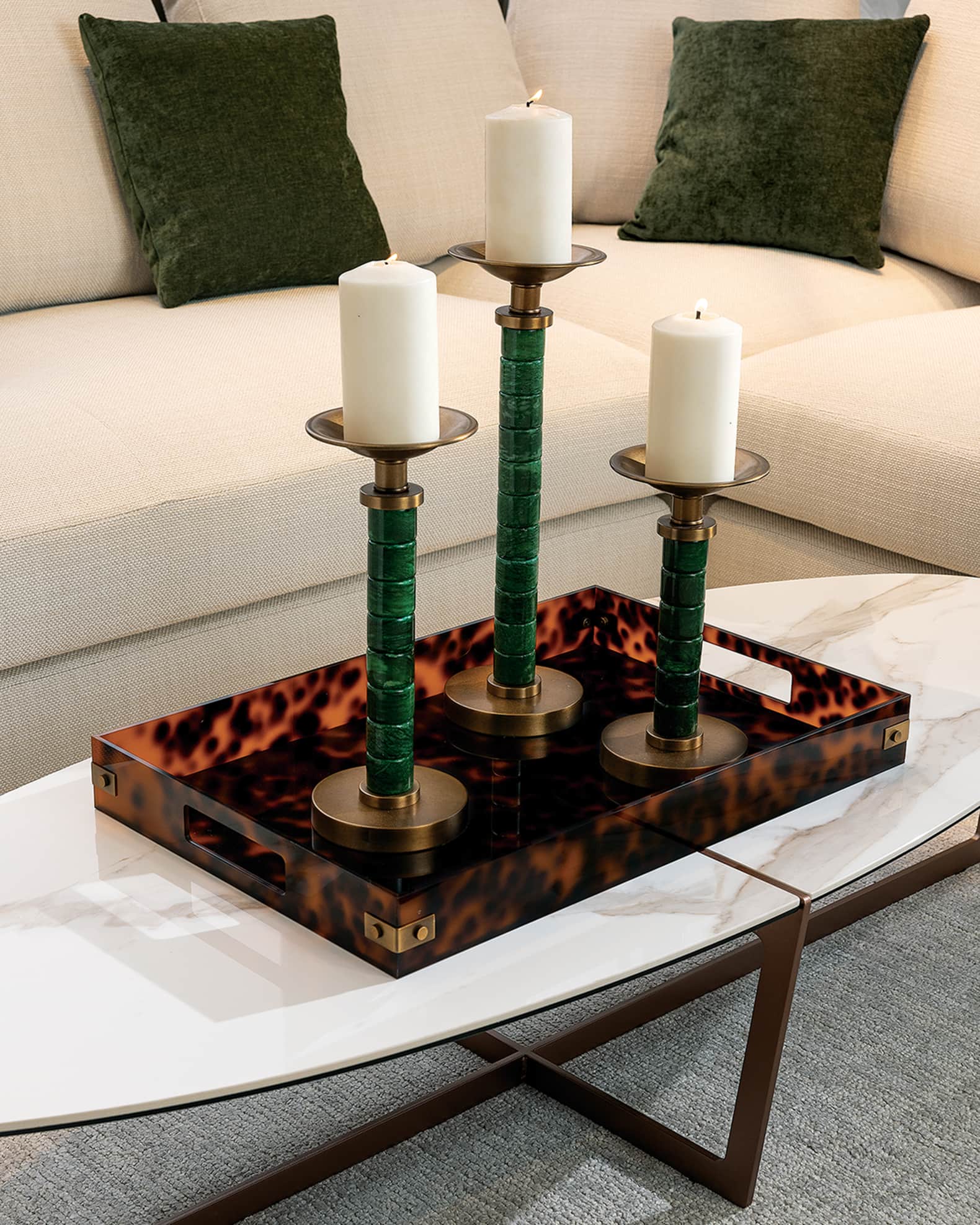 Port 68 Jade Garden Candlesticks, Set of 3 | Neiman Marcus