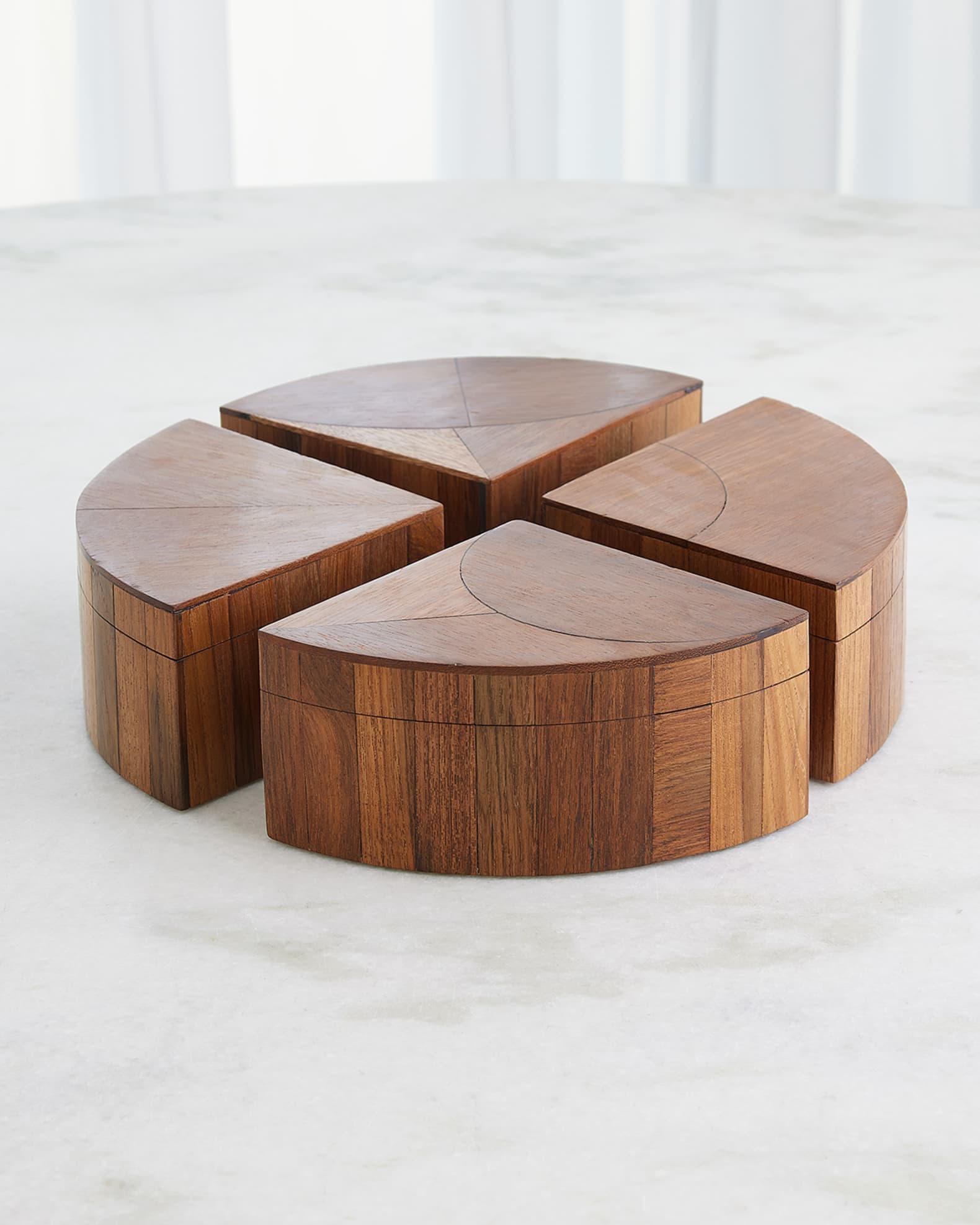 Global Views 12" Quartered Wood Box Set | Neiman Marcus