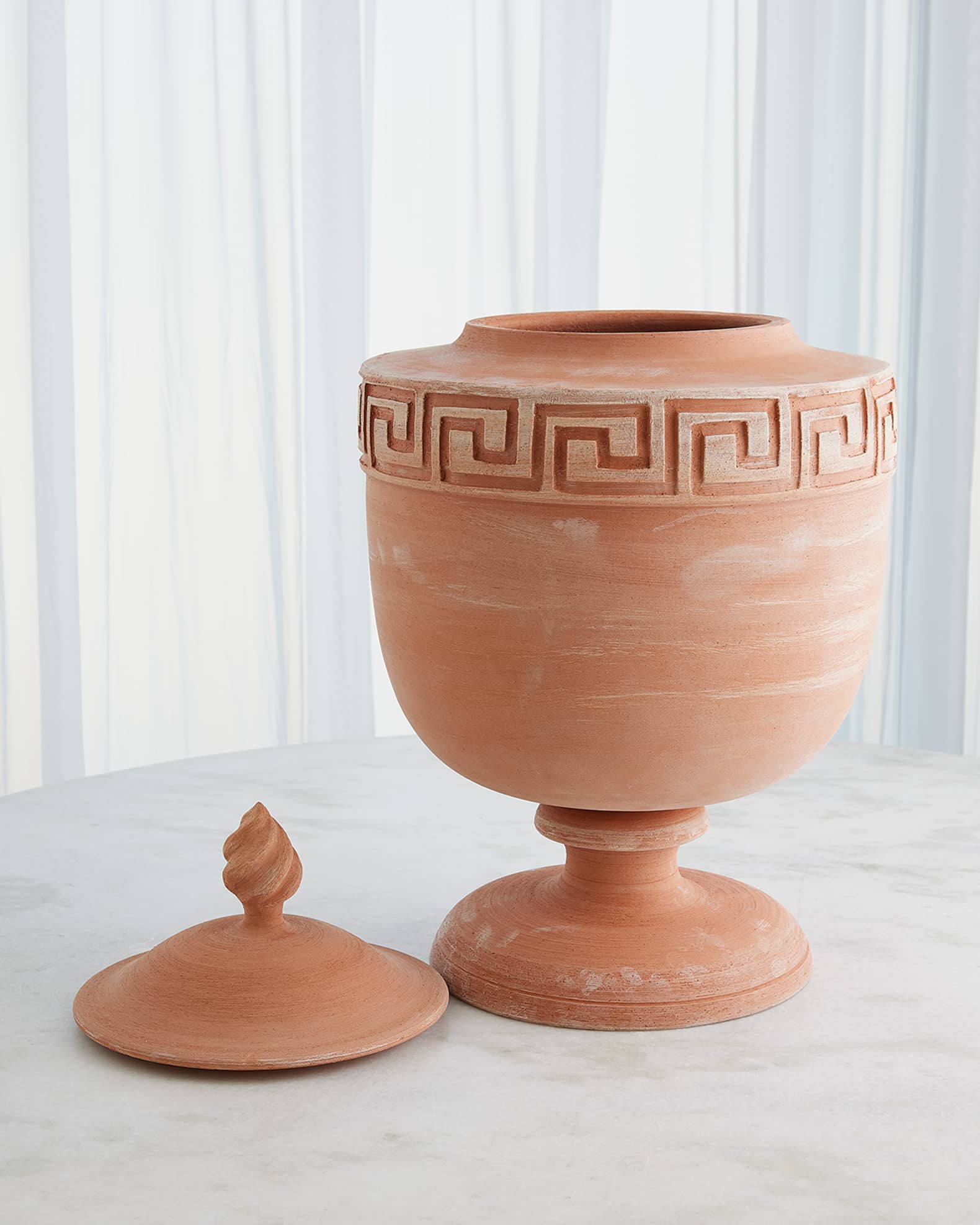 Global Views 28" Villa Greek Key Terracotta Urn | Neiman Marcus