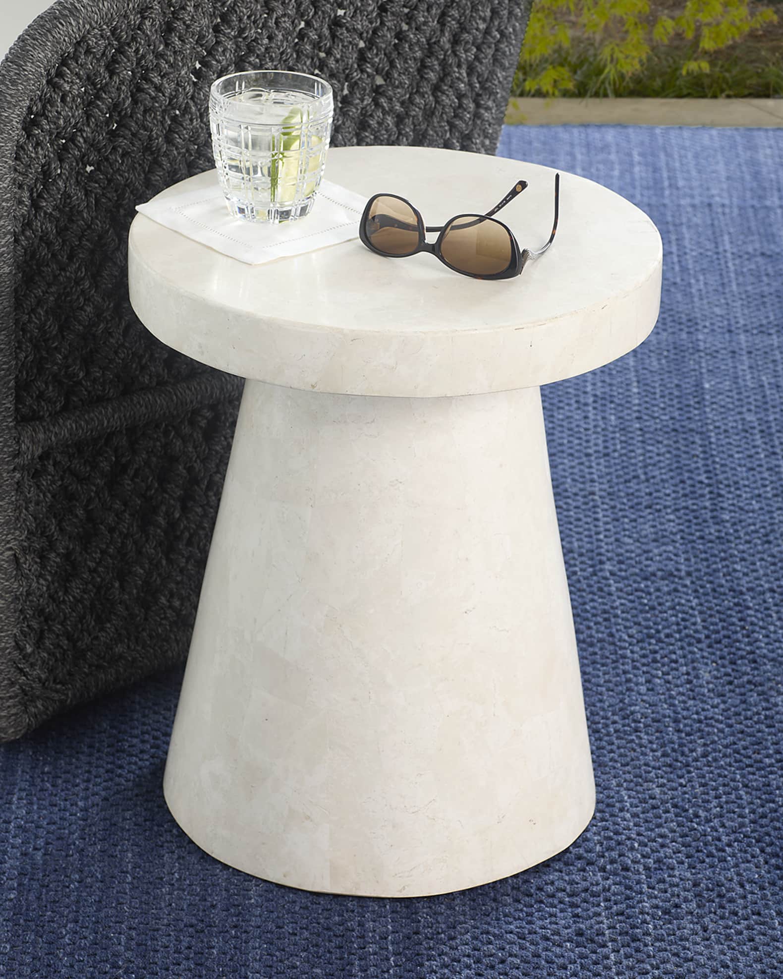 Palecek Foley Stone Outdoor Side Table, Short | Neiman Marcus