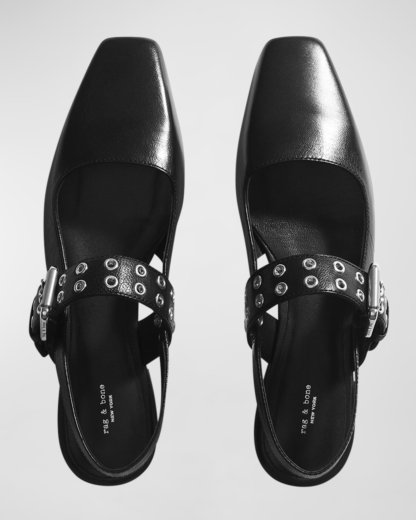 Rag & Bone Astra Leather Buckle Slingback Ballerina Flats | Neiman Marcus