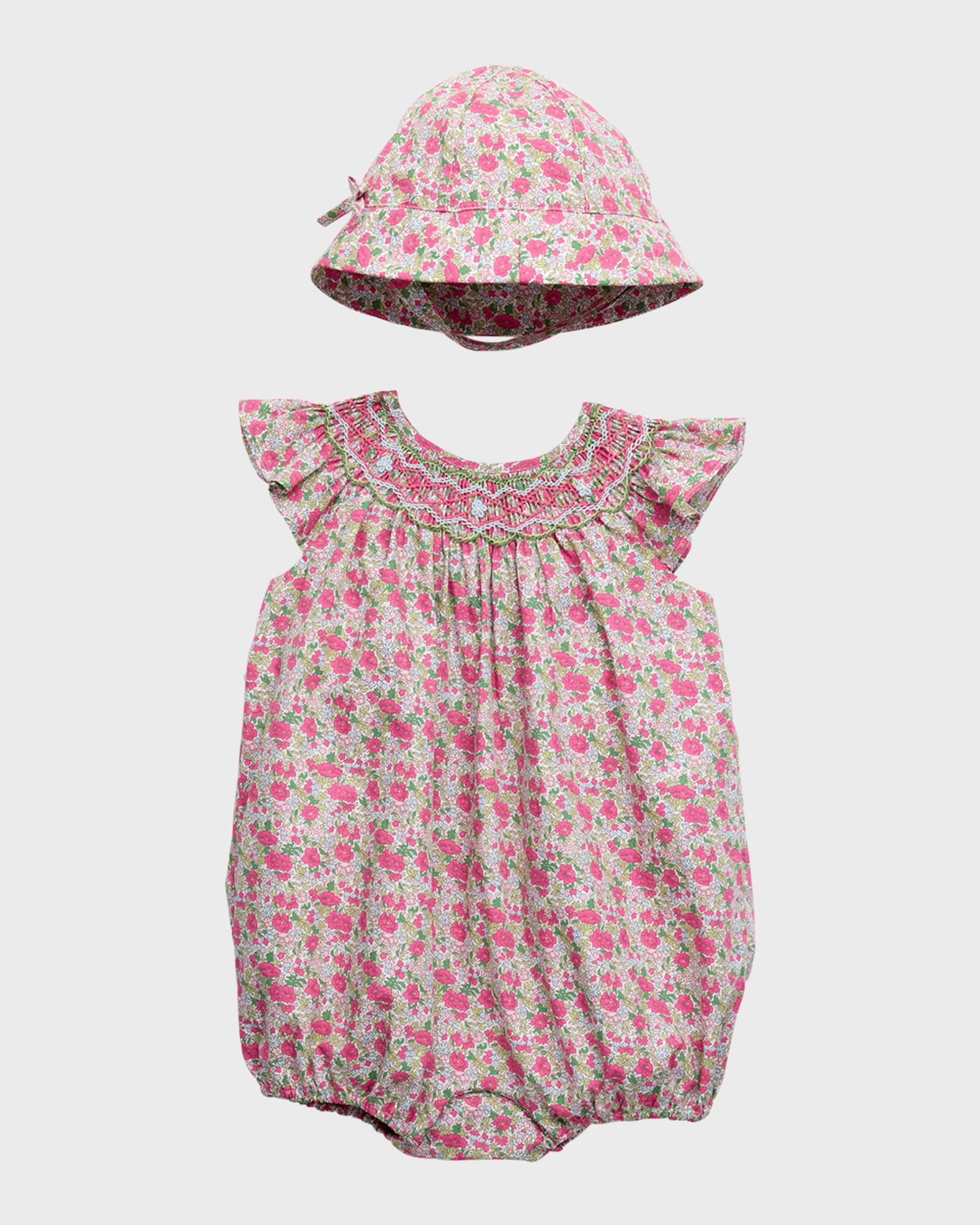 Ralph Lauren Childrenswear Girl's Smocked Poplin Bubble Shortall and ...