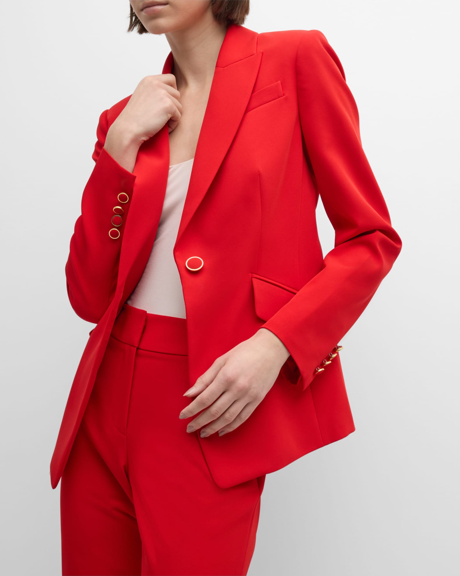 Milly Single-Button Cady Blazer | Neiman Marcus