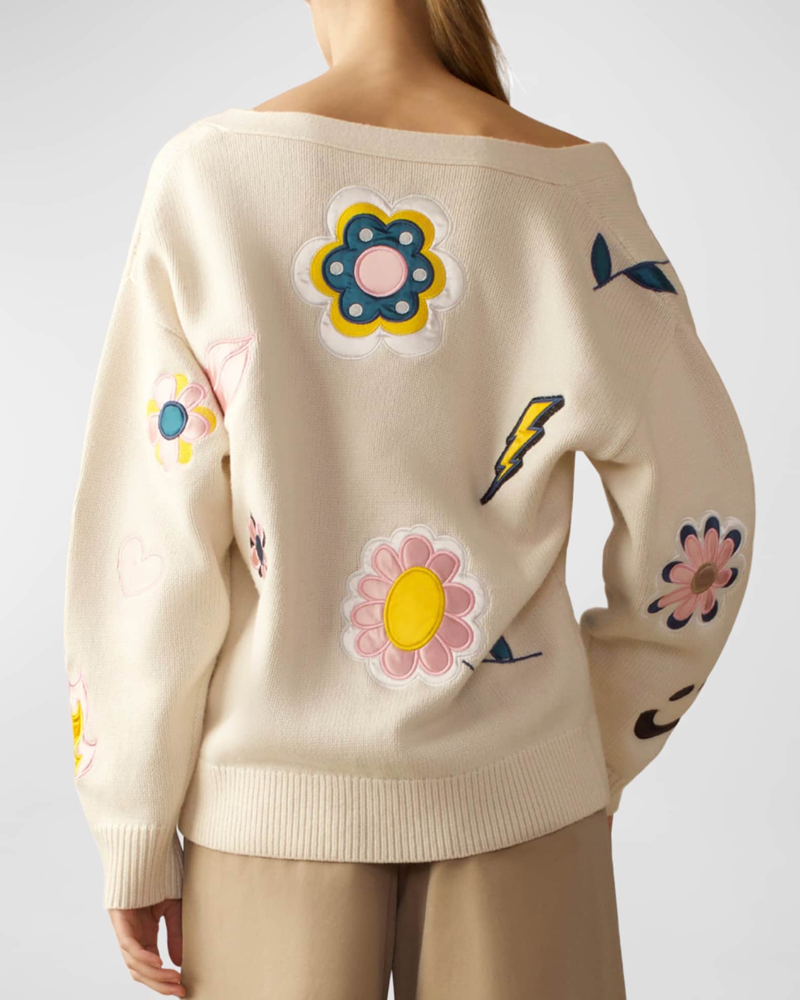 Cynthia Rowley Oversized Button-Down Patch Cardigan | Neiman Marcus