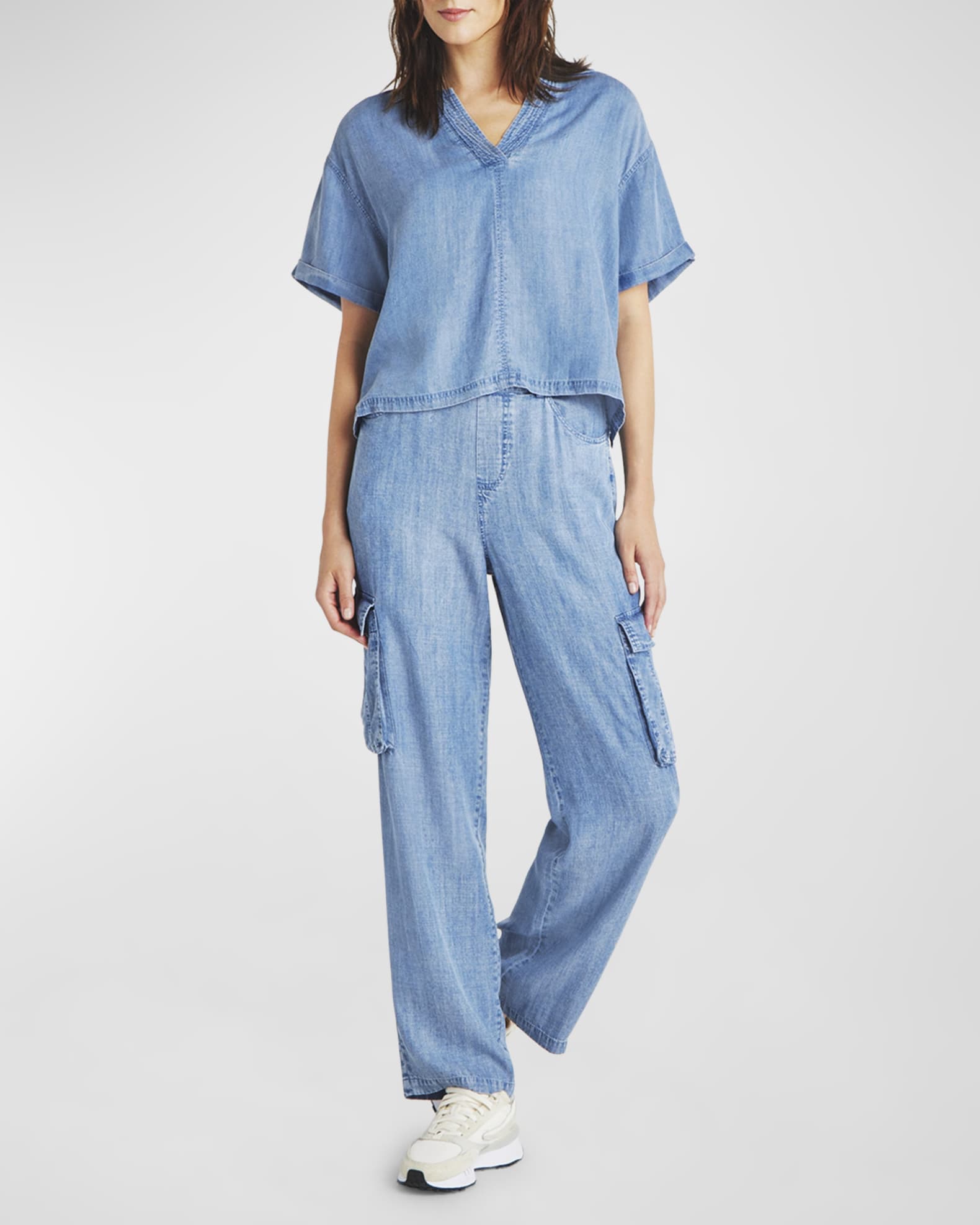 Splendid Aven Indigo Straight-Leg Cargo Pants | Neiman Marcus