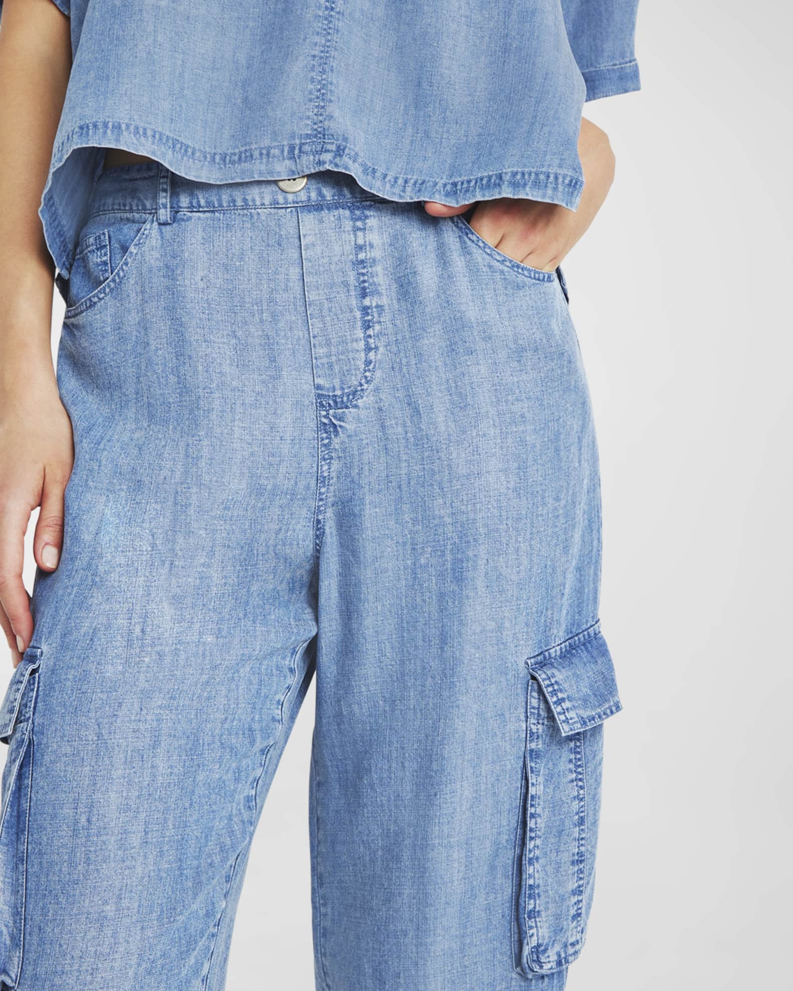 Splendid Aven Indigo Straight-Leg Cargo Pants | Neiman Marcus