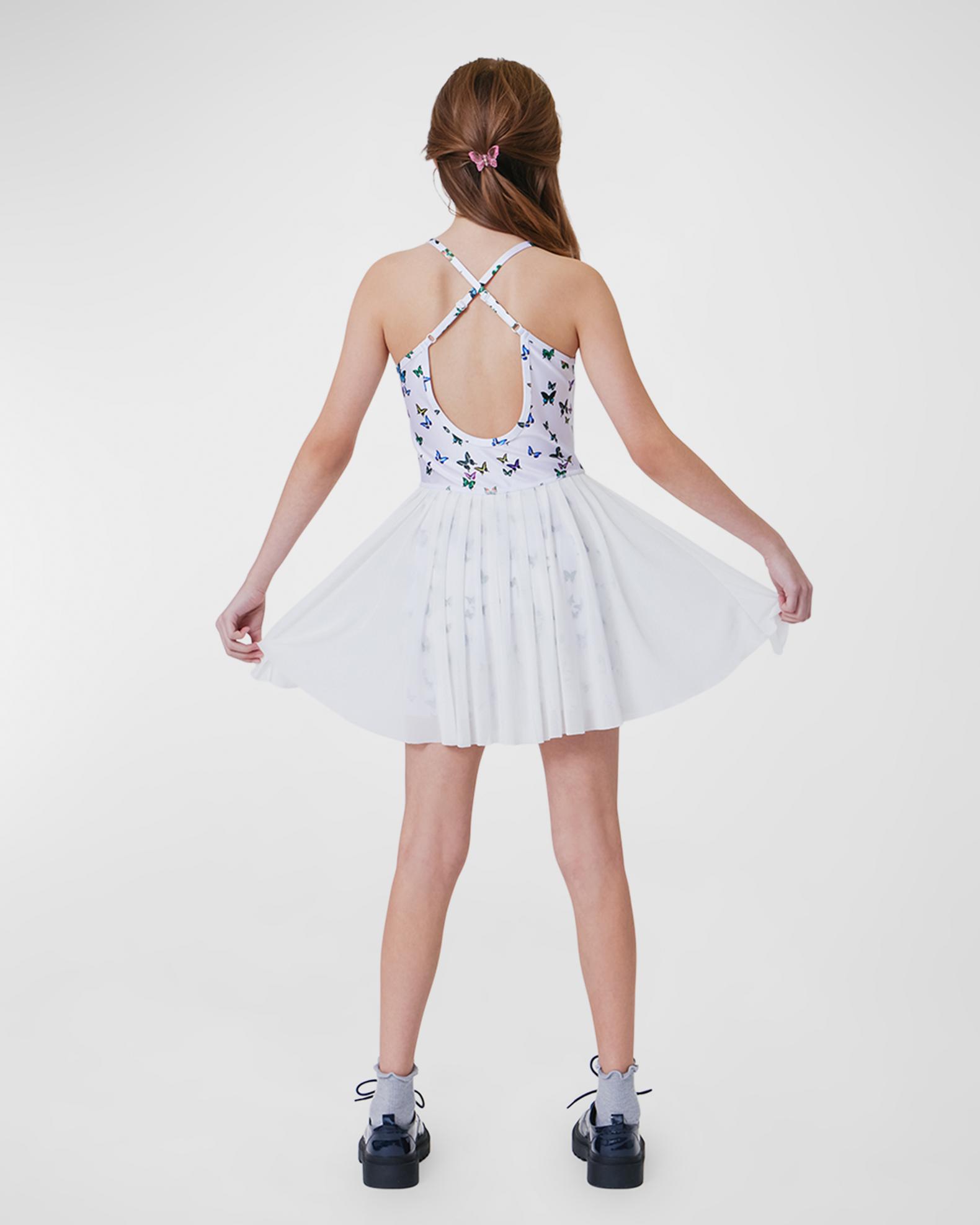 Terez Girl's White Butterflies Tennis Dress, Size 2T-12 | Neiman Marcus