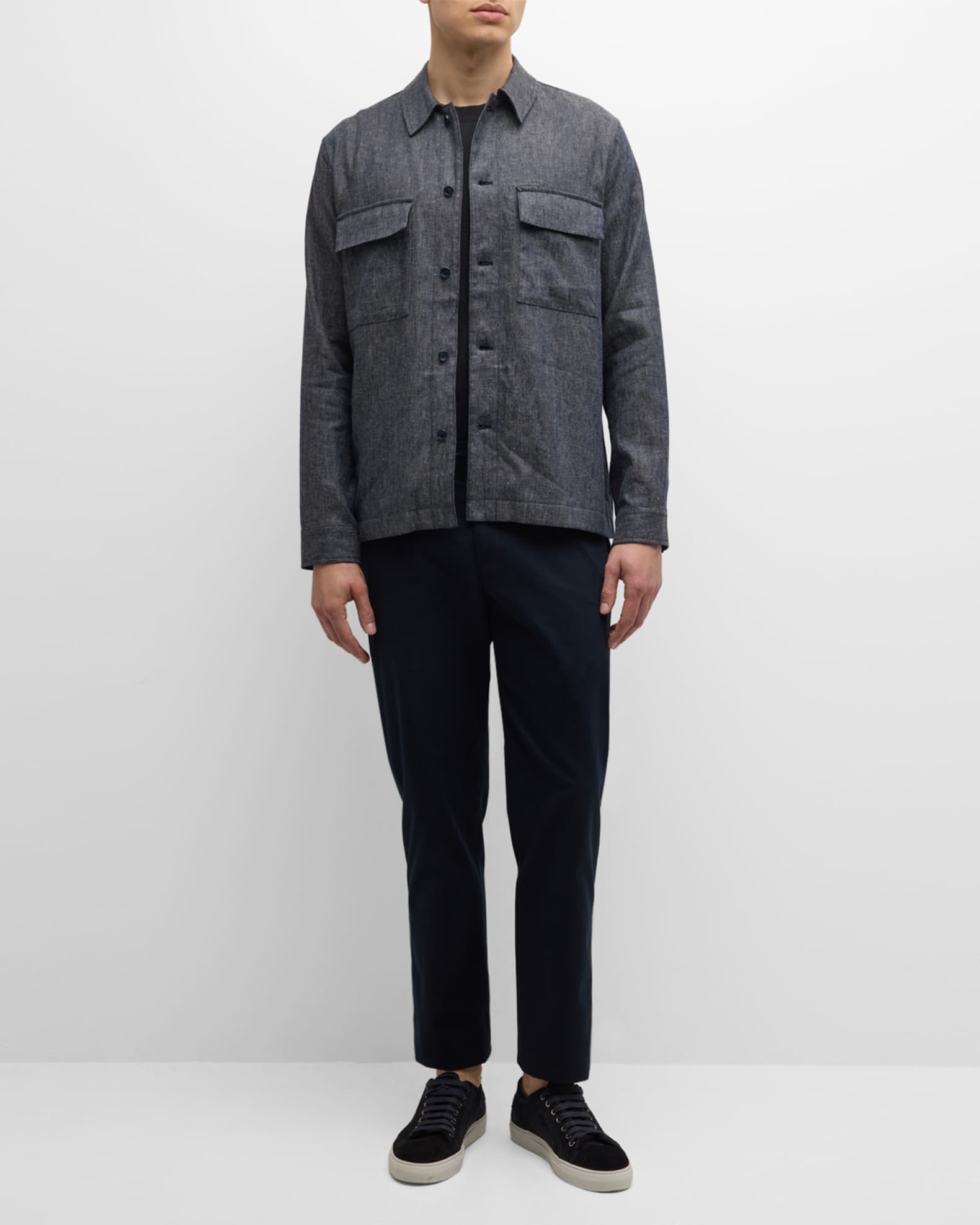 Vince Men's Linen-Cotton Twill Overshirt | Neiman Marcus