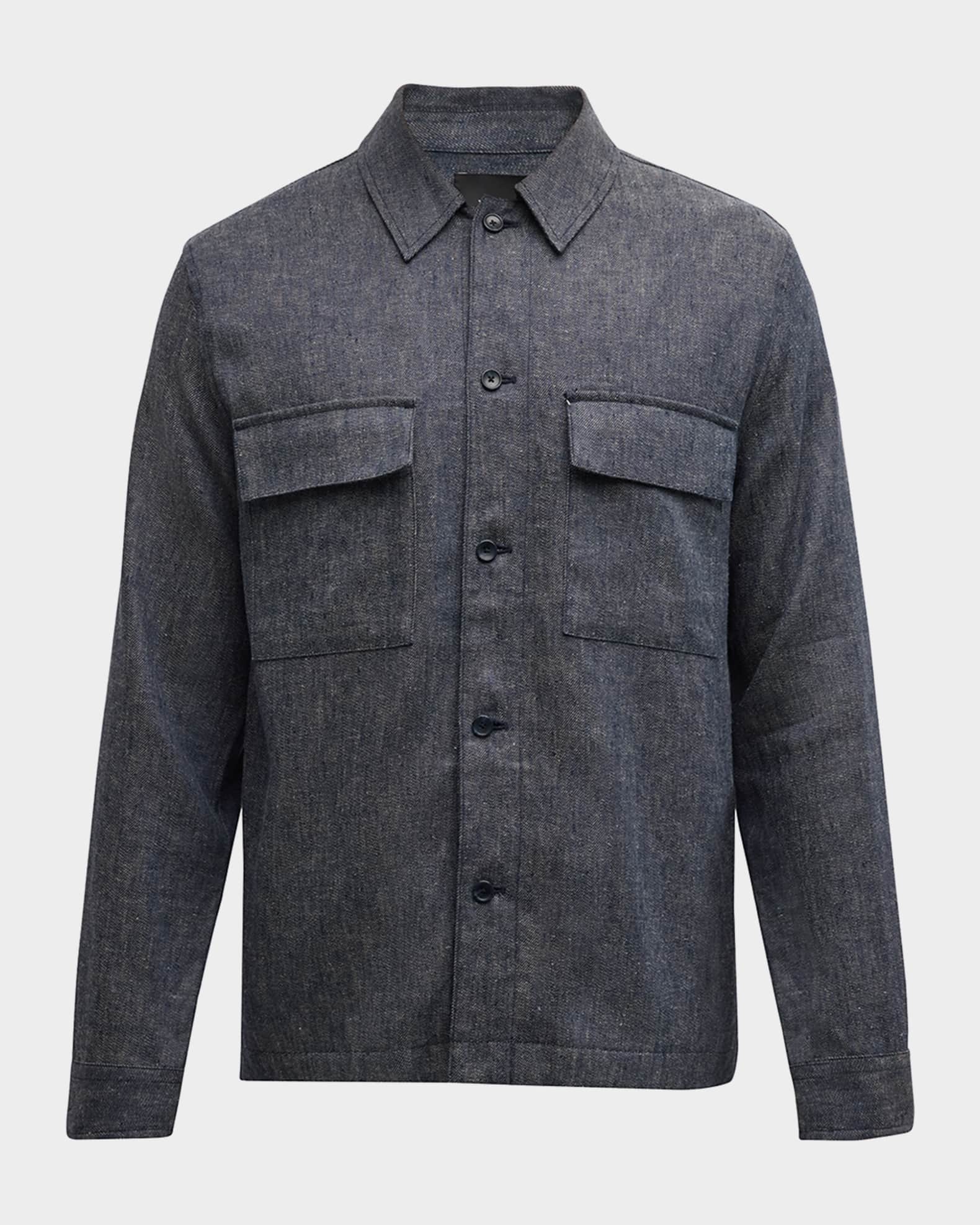 Vince Men's Linen-Cotton Twill Overshirt | Neiman Marcus