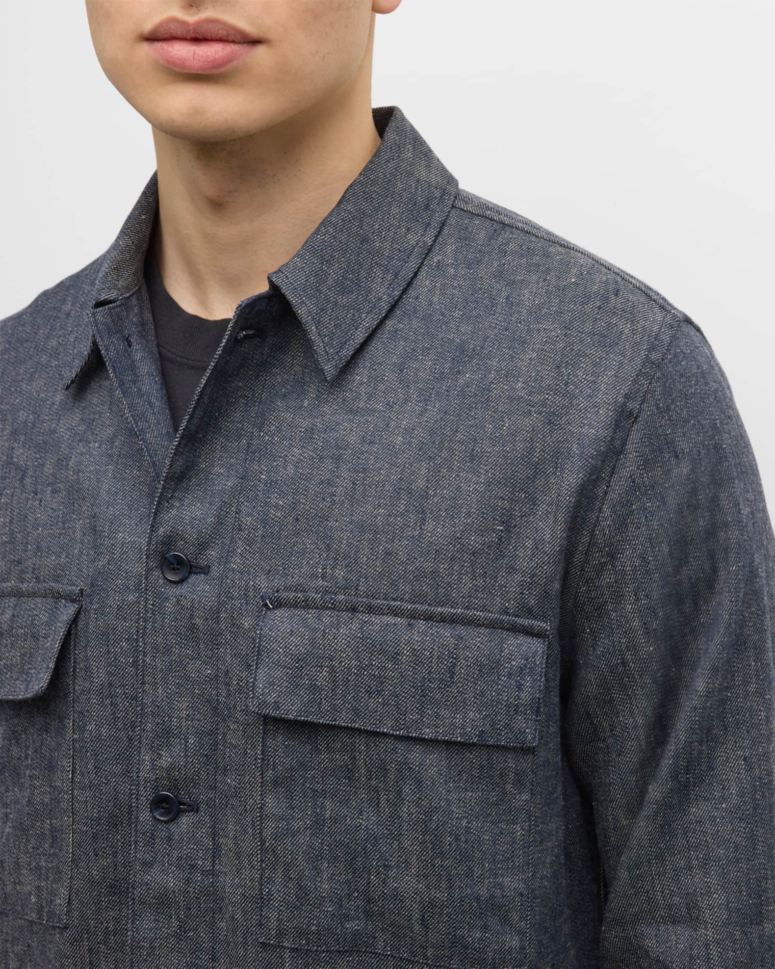Vince Men's Linen-Cotton Twill Overshirt | Neiman Marcus