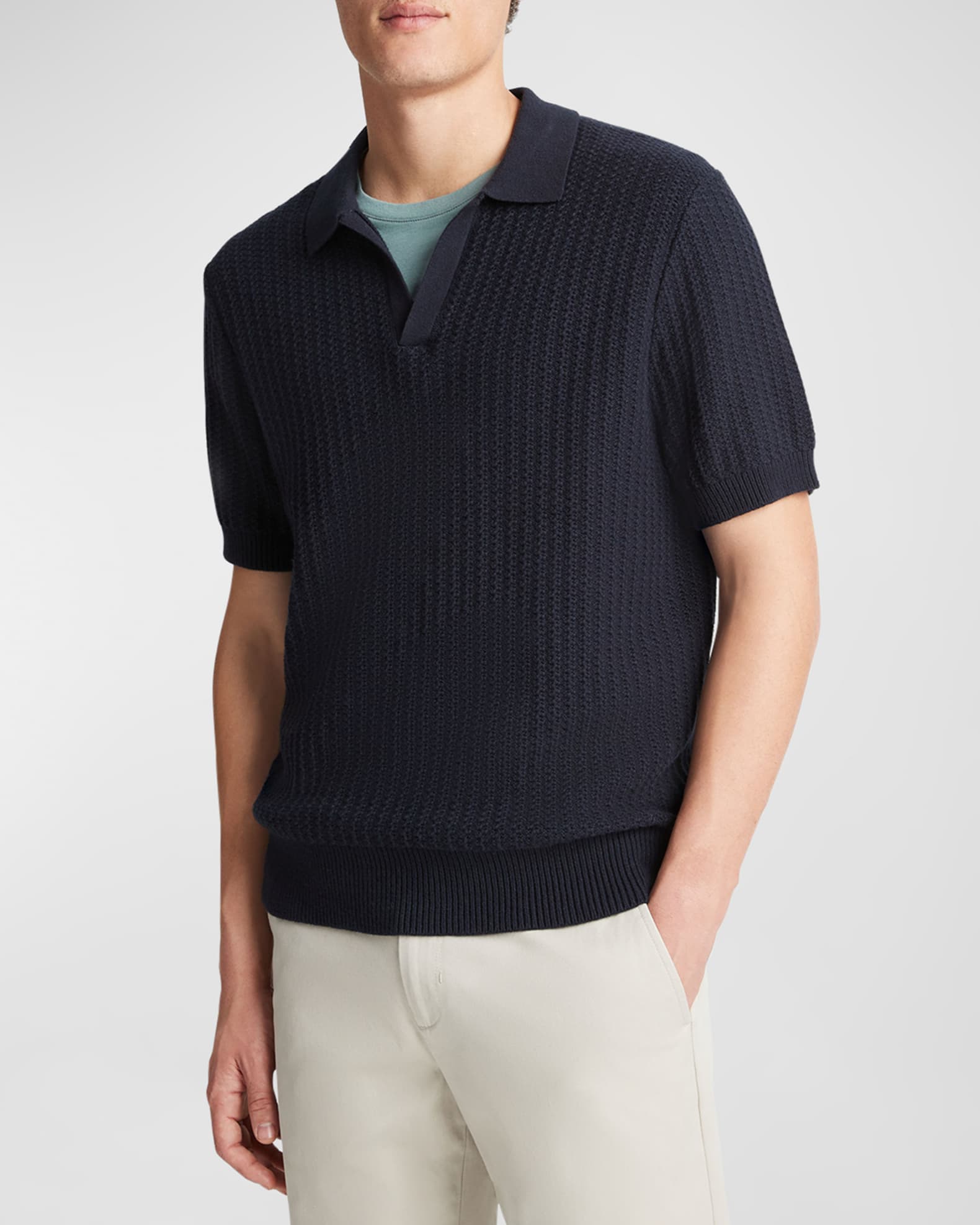 Vince Men's Crafted Rib Johnny Collar Shirt | Neiman Marcus