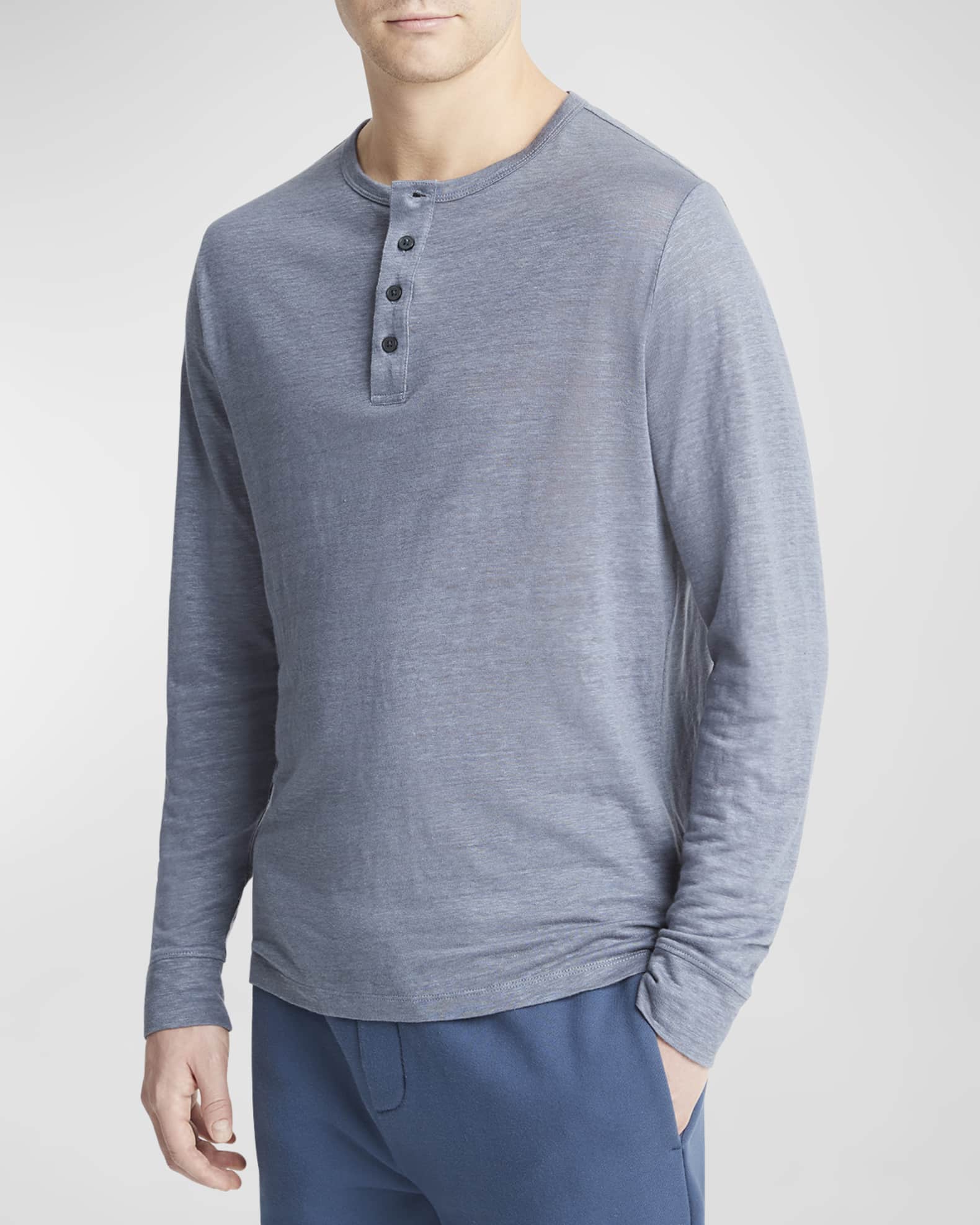 Vince Men's Linen Henley Shirt | Neiman Marcus