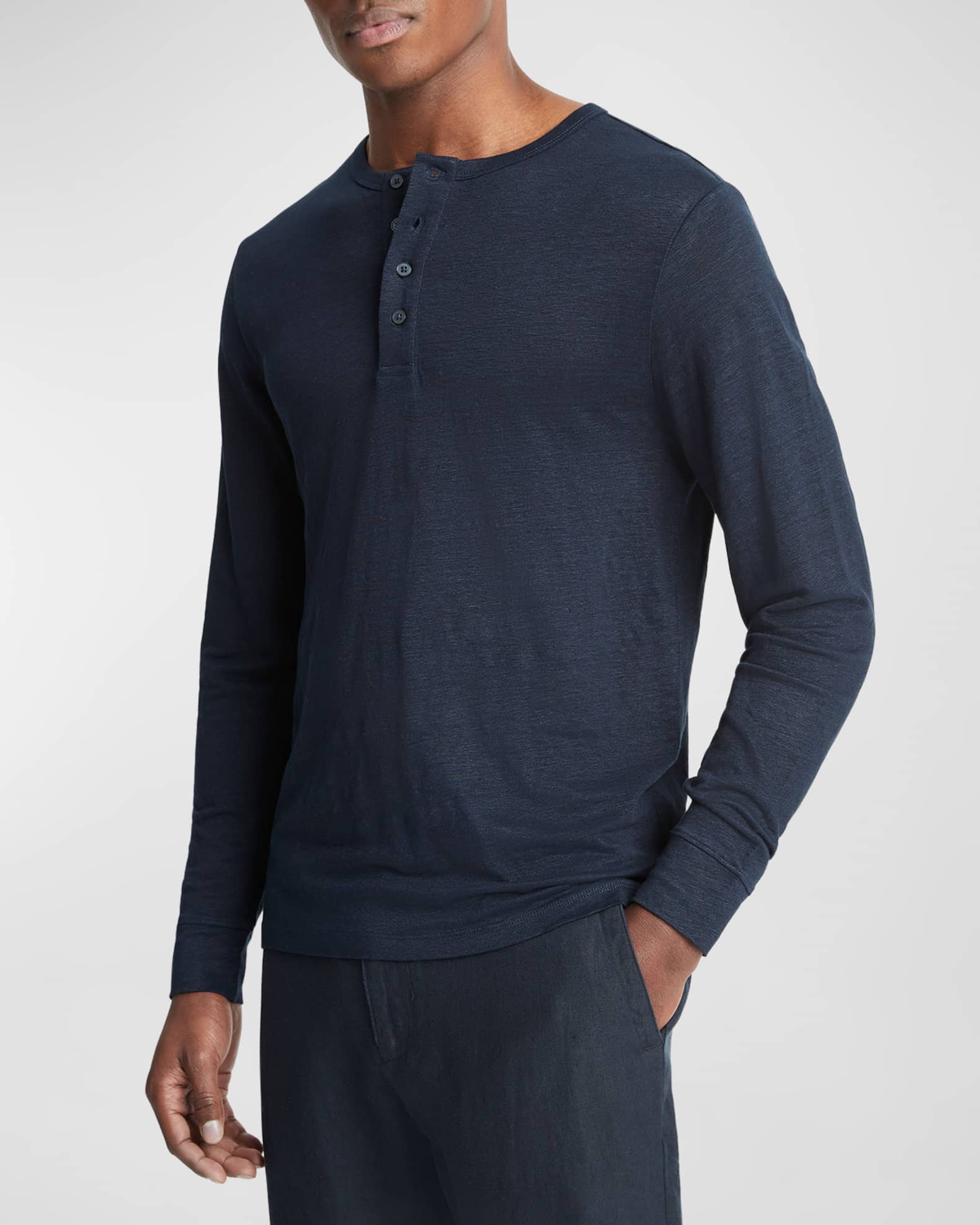 Vince Men's Linen Henley Shirt | Neiman Marcus