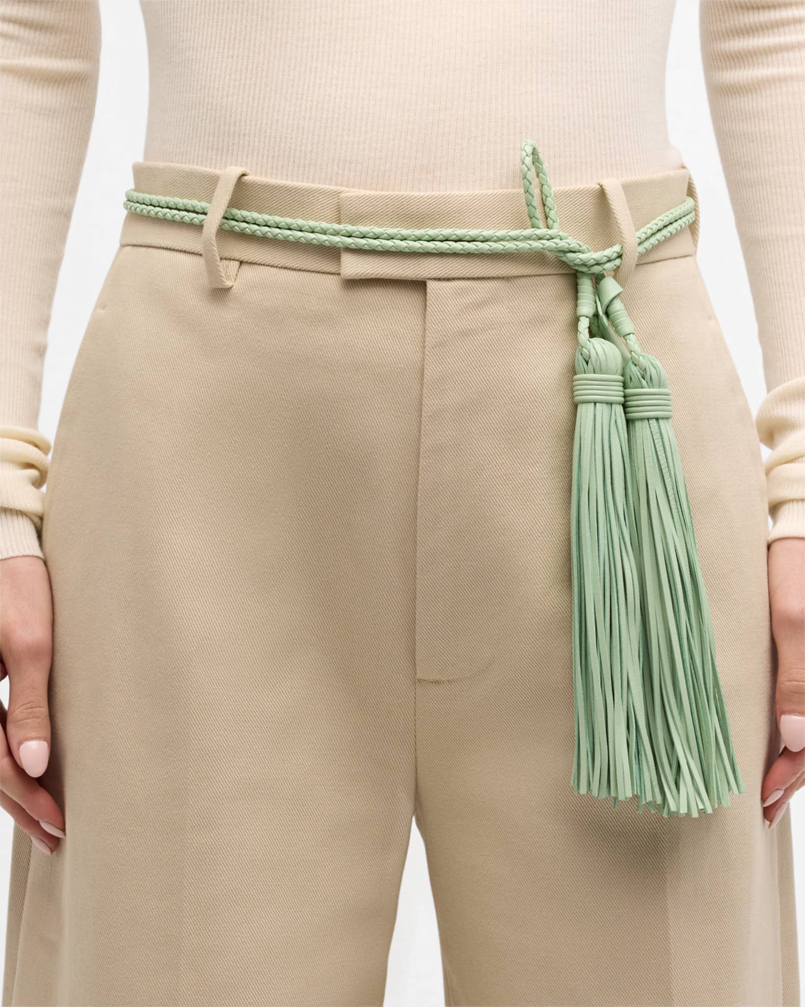 Bottega Veneta Braided Tassel Leather Belt | Neiman Marcus