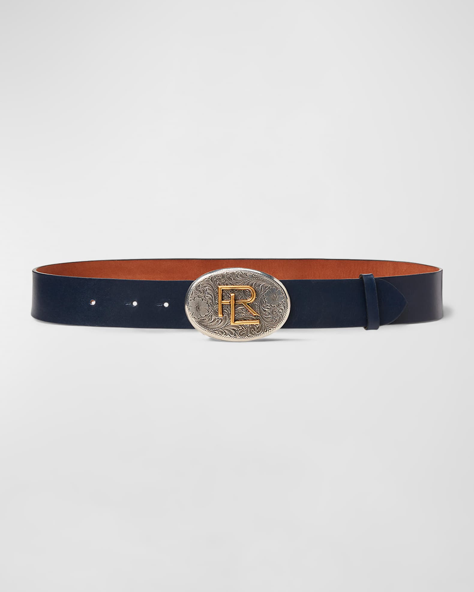 Ralph Lauren Collection Stacked RL Western Box Leather Belt | Neiman Marcus