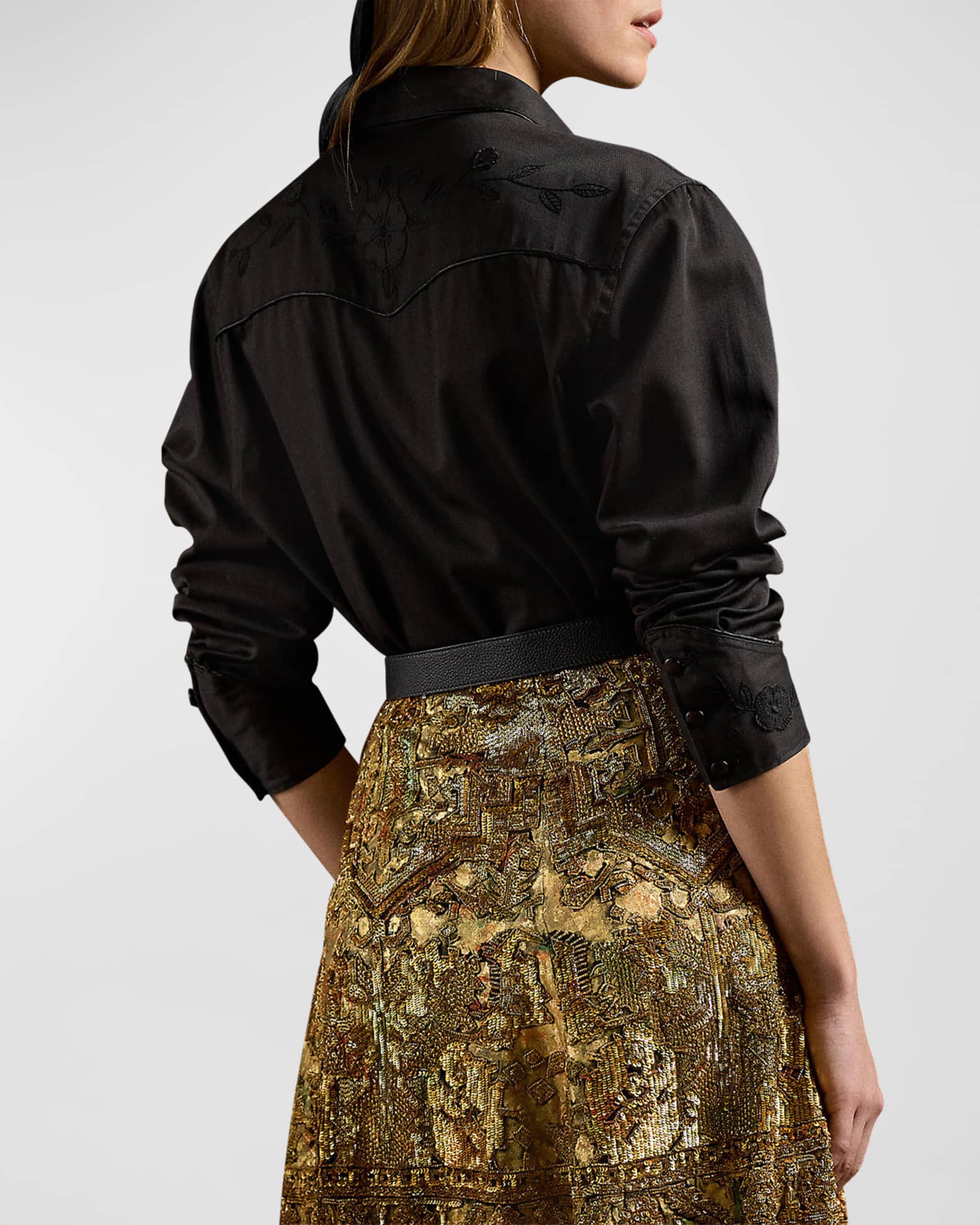Ralph Lauren Collection Corrine Cotton Poplin Western Shirt | Neiman Marcus