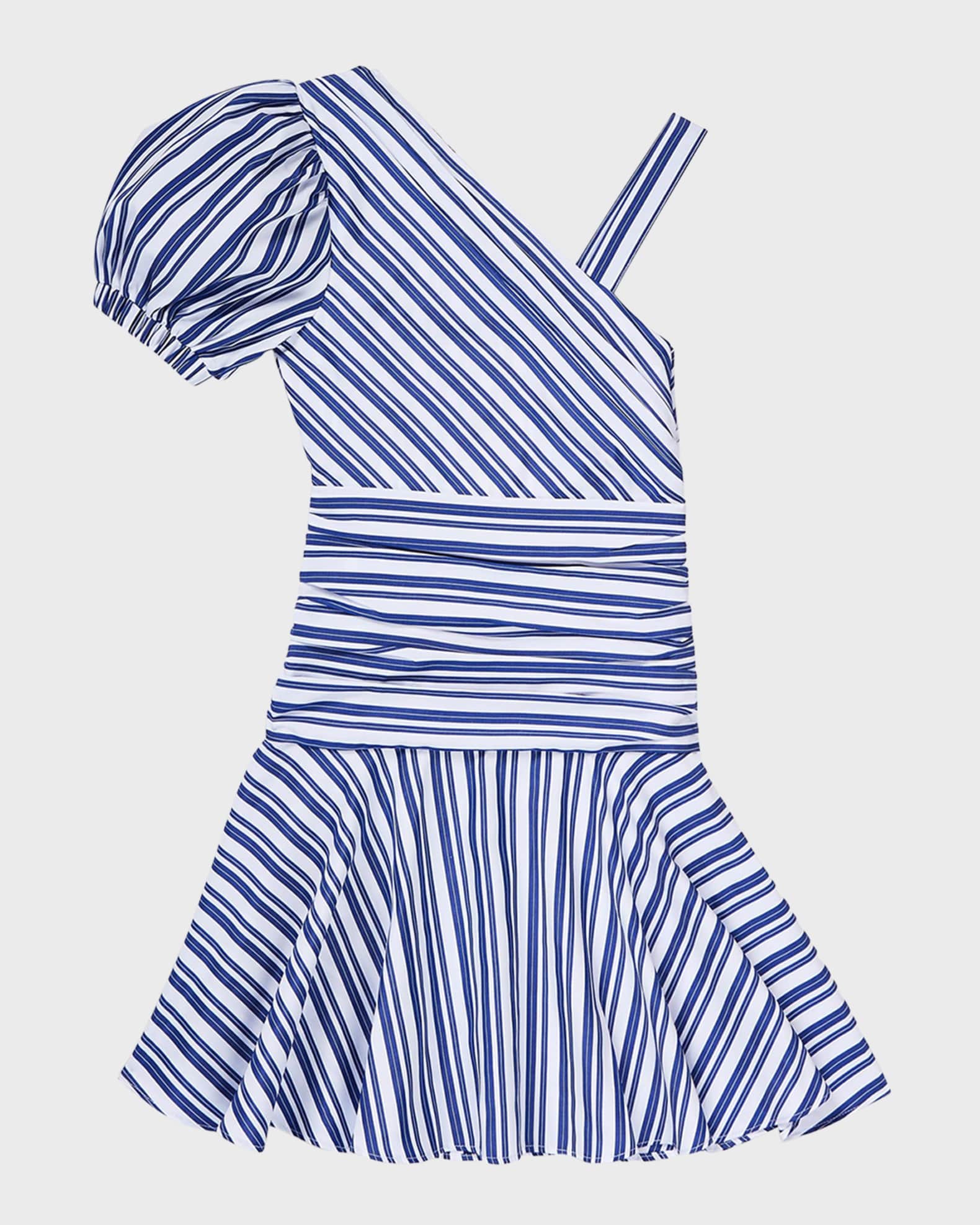 Habitual Girl's Striped One-Shoulder Dress, Size 7-16 | Neiman Marcus