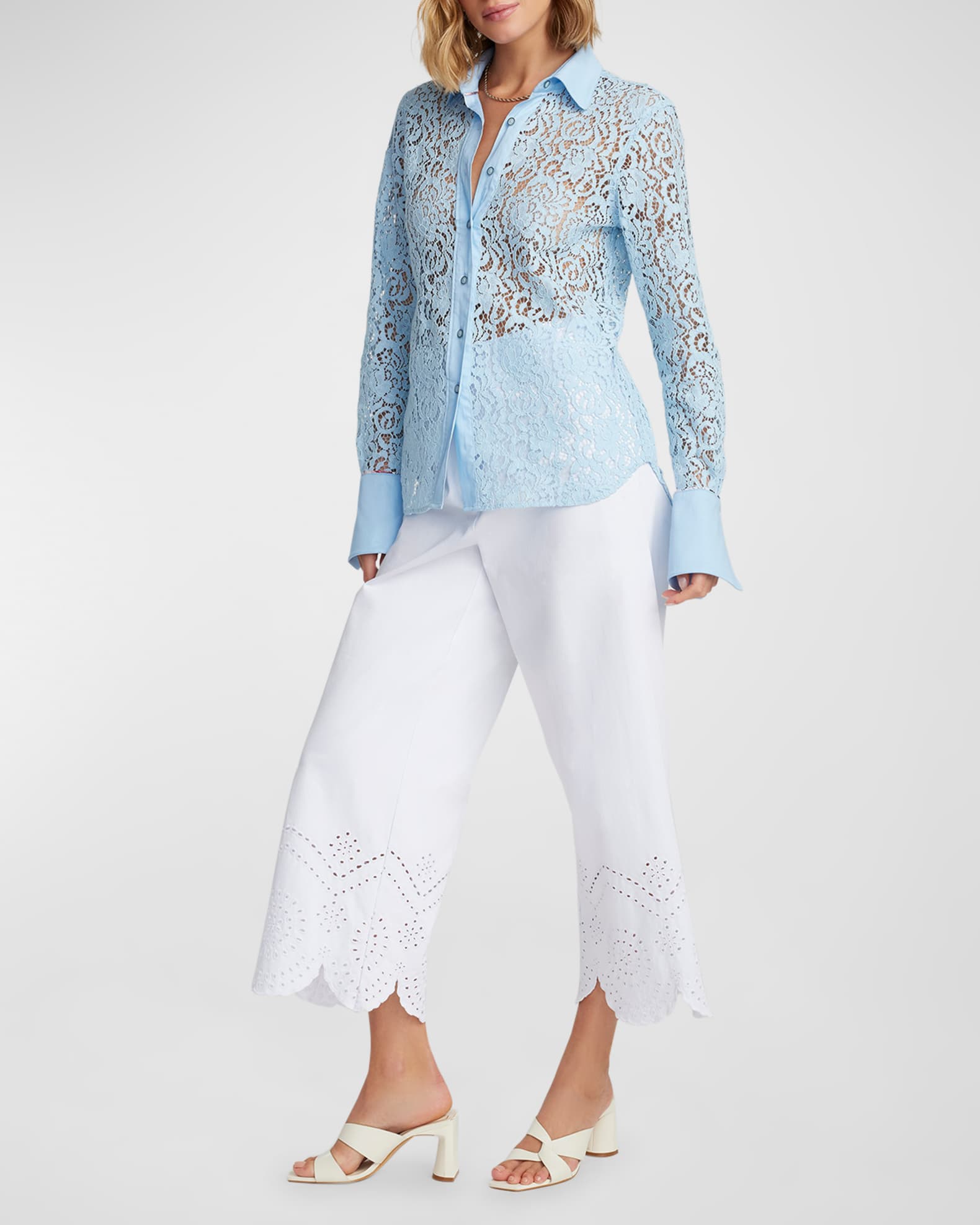 Robert Graham Priscilla Button-Down Floral Lace Shirt | Neiman Marcus