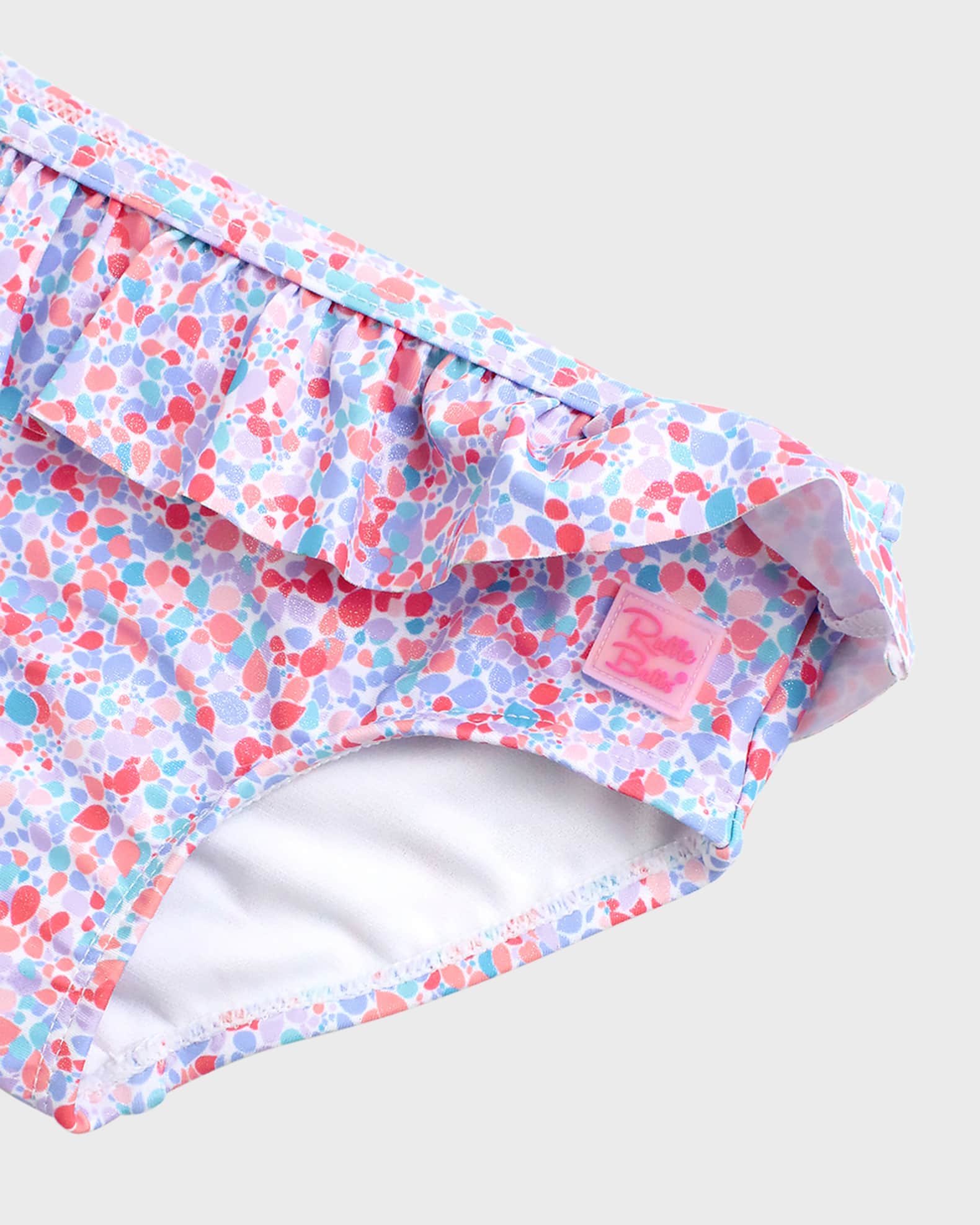 RuffleButts Girl's Shimmer Two-Piece Swimsuit and Bow Set, Size 3M-8 ...