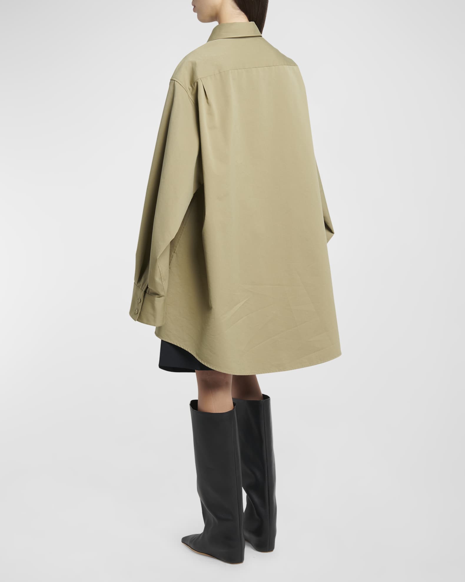 Jil Sander Cotton Slit-Sleeve Button-Front Shirt | Neiman Marcus