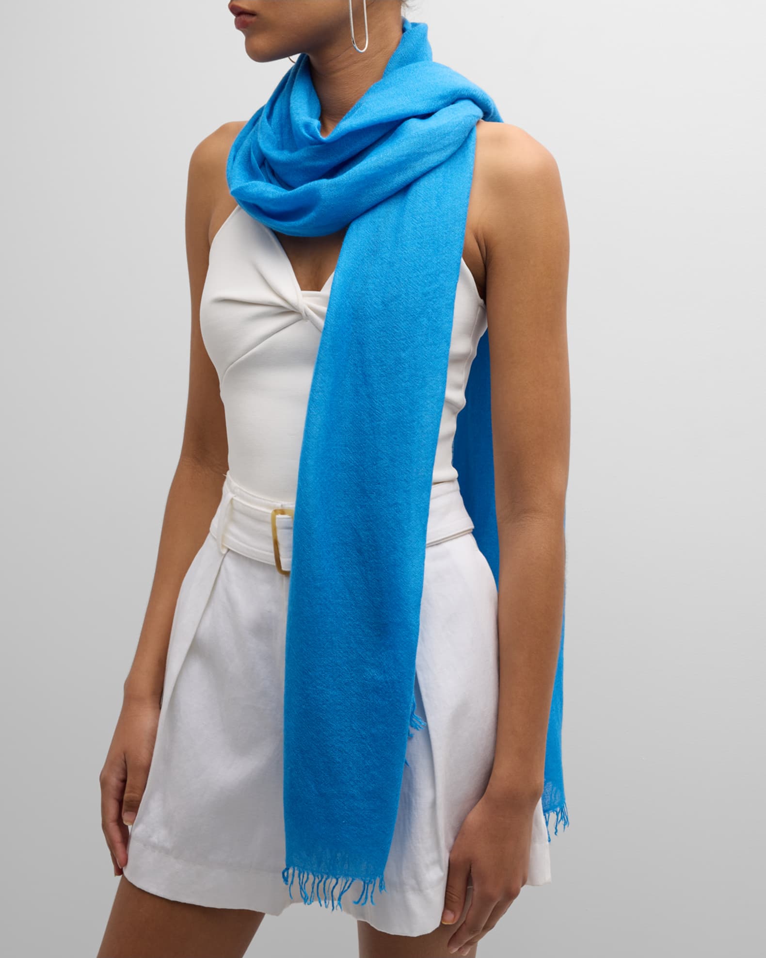 Faliero Sarti Fringed Cashmere & Silk Scarf | Neiman Marcus