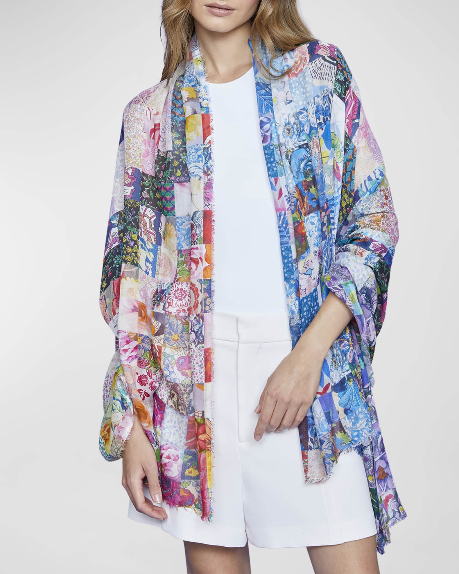 Faliero Sarti Multi-Floral Modal & Silk Scarf | Neiman Marcus