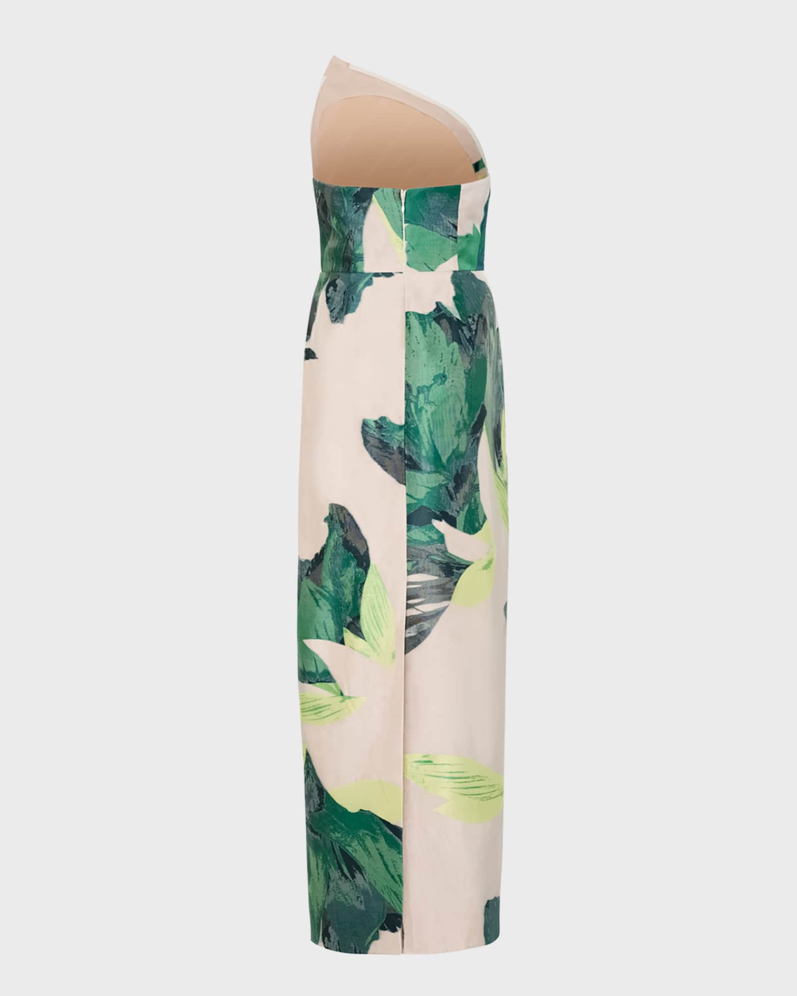 Milly Asymmetric Strapless Botanical Jacquard Gown | Neiman Marcus