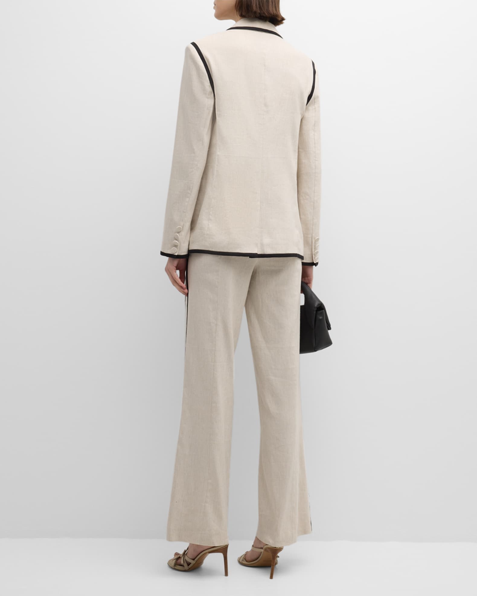Milly Contrast-Trim Straight-Leg Pants | Neiman Marcus