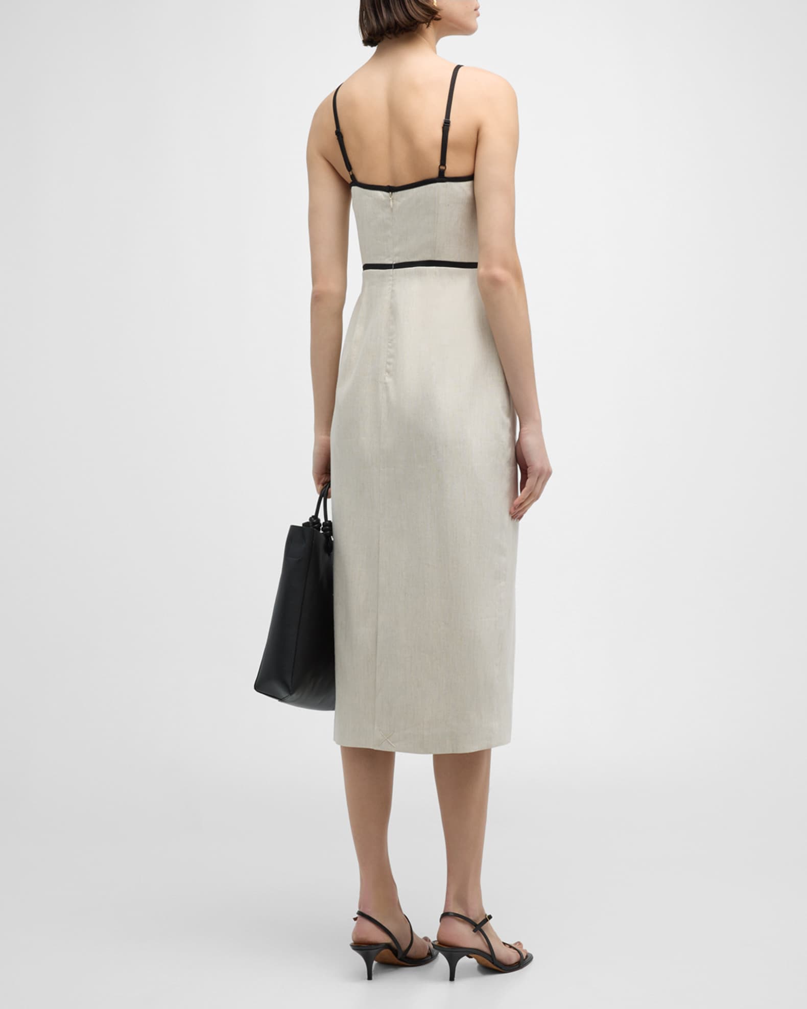 Milly Amara Sleeveless Contrast-Trim Midi Dress | Neiman Marcus