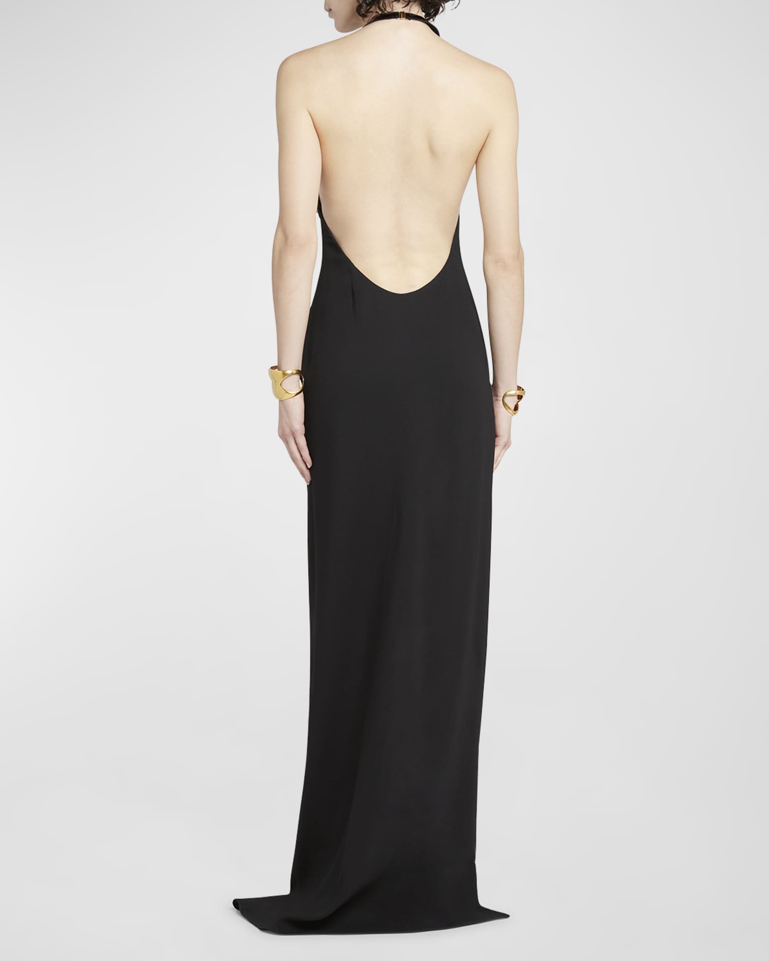 TOM FORD Halter Backless Slit Stretch-Sable Evening Dress | Neiman Marcus