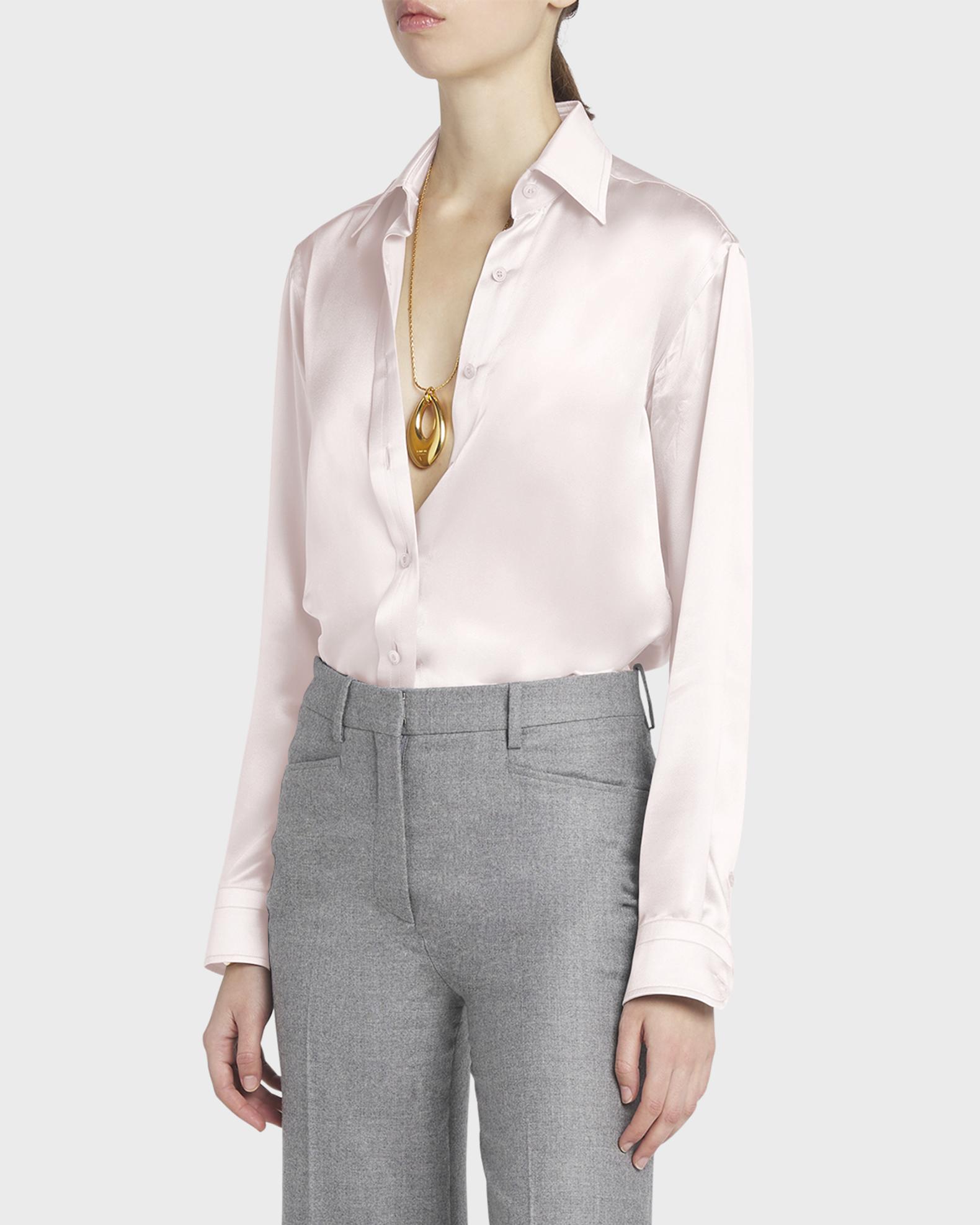 TOM FORD Pleated-Placket Fluid Silk Charmeuse Collared Shirt | Neiman ...