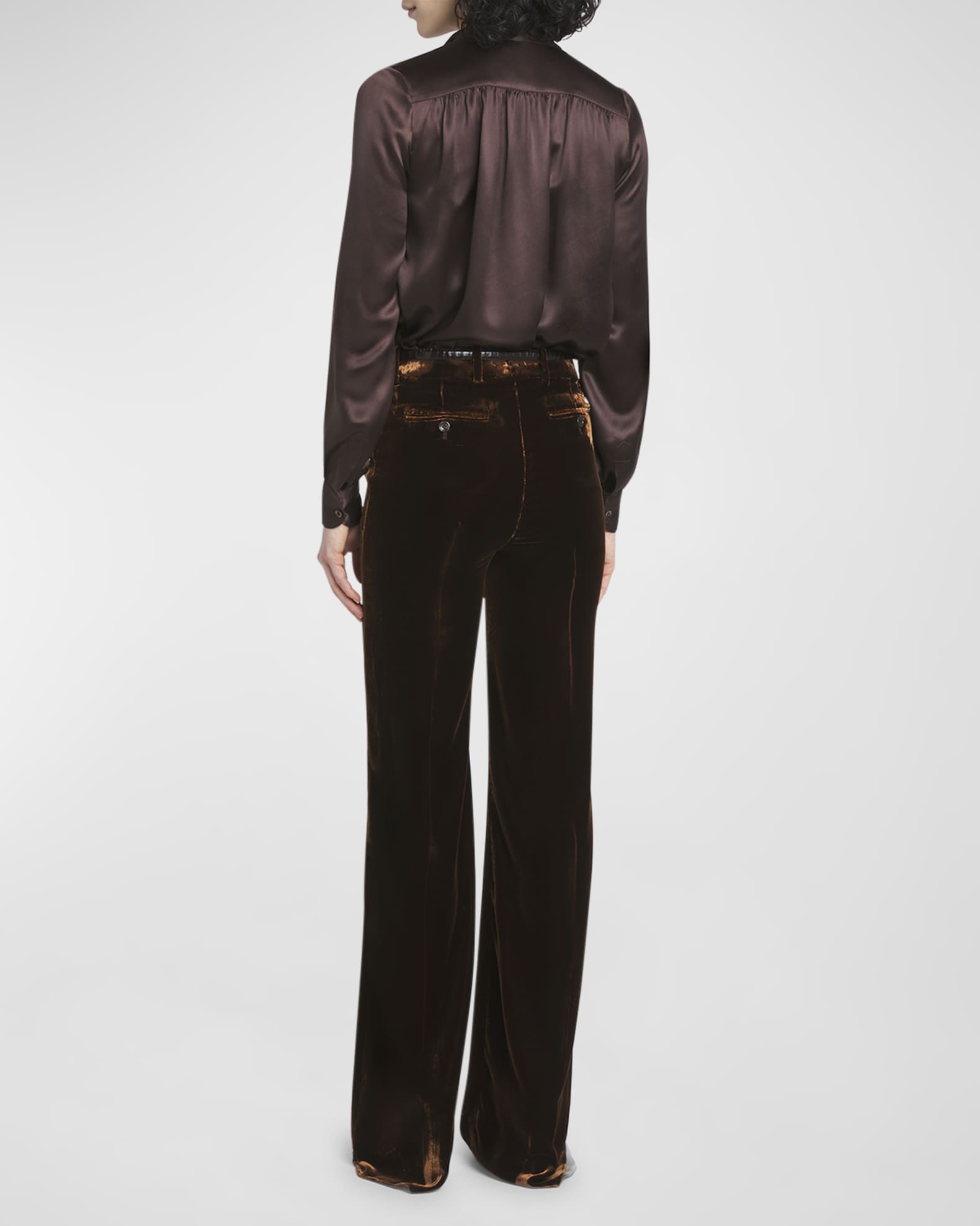 TOM FORD Pleated-Placket Fluid Silk Charmeuse Collared Shirt | Neiman ...