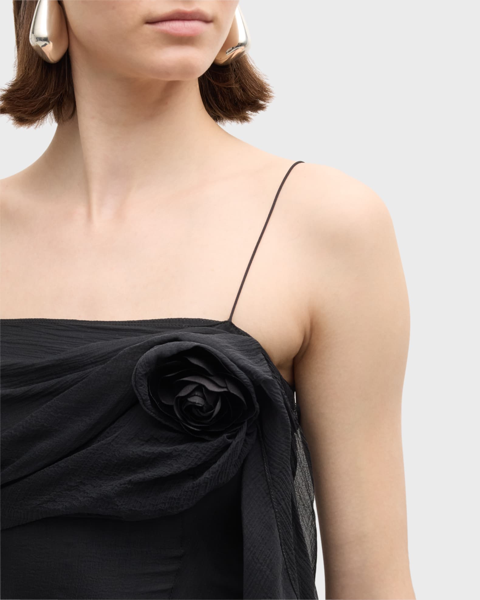 Givenchy High-Low Mesh Midi Dress With Flower Detail | Neiman Marcus