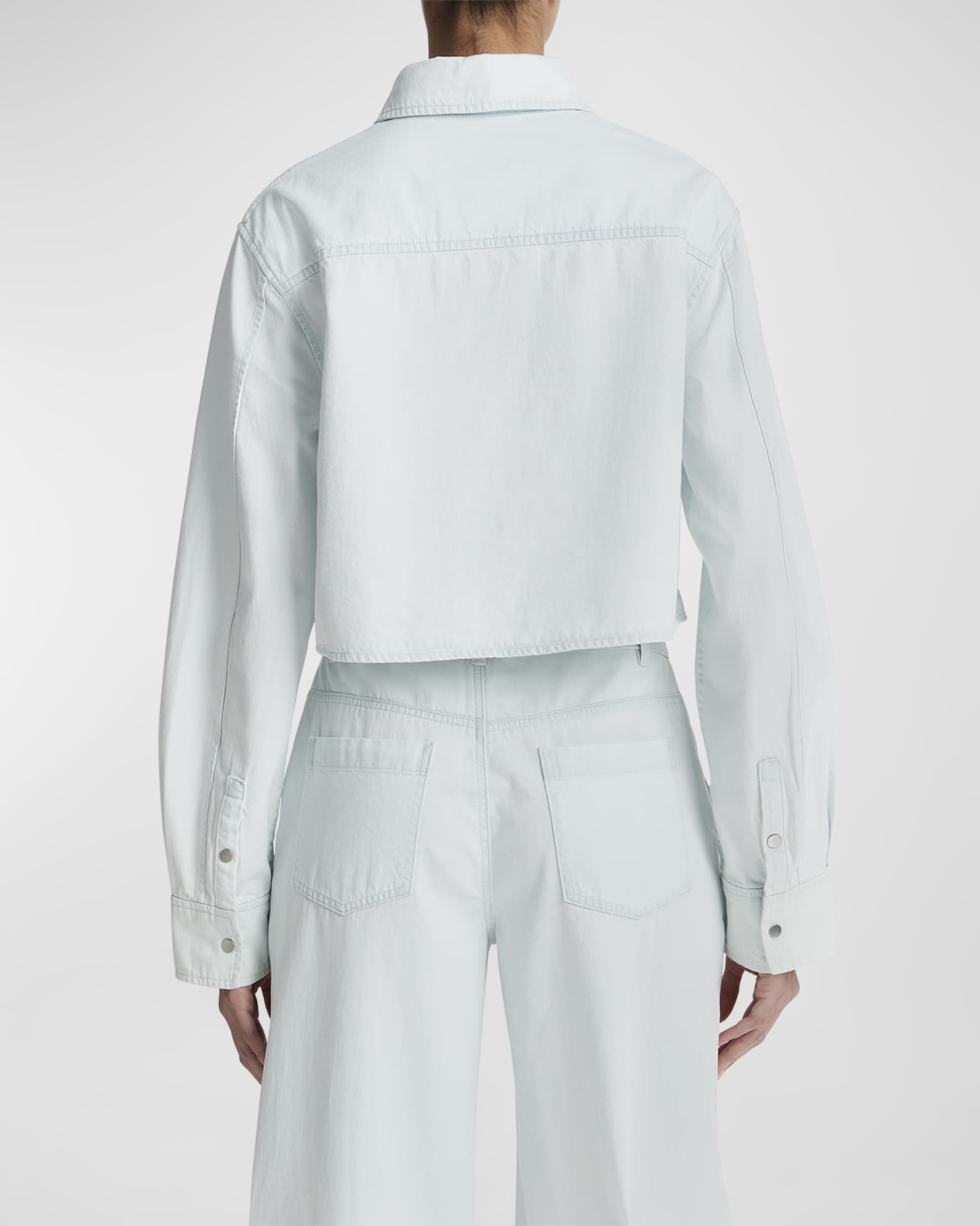 Vince Cotton Twill Cropped Snap-Front Shirt | Neiman Marcus