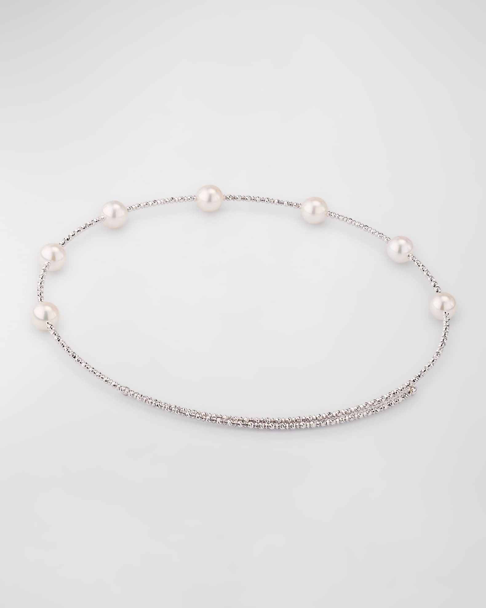 Pearls By Shari 18K White Gold Sparkle Akoya Pearl Choker Necklace ...