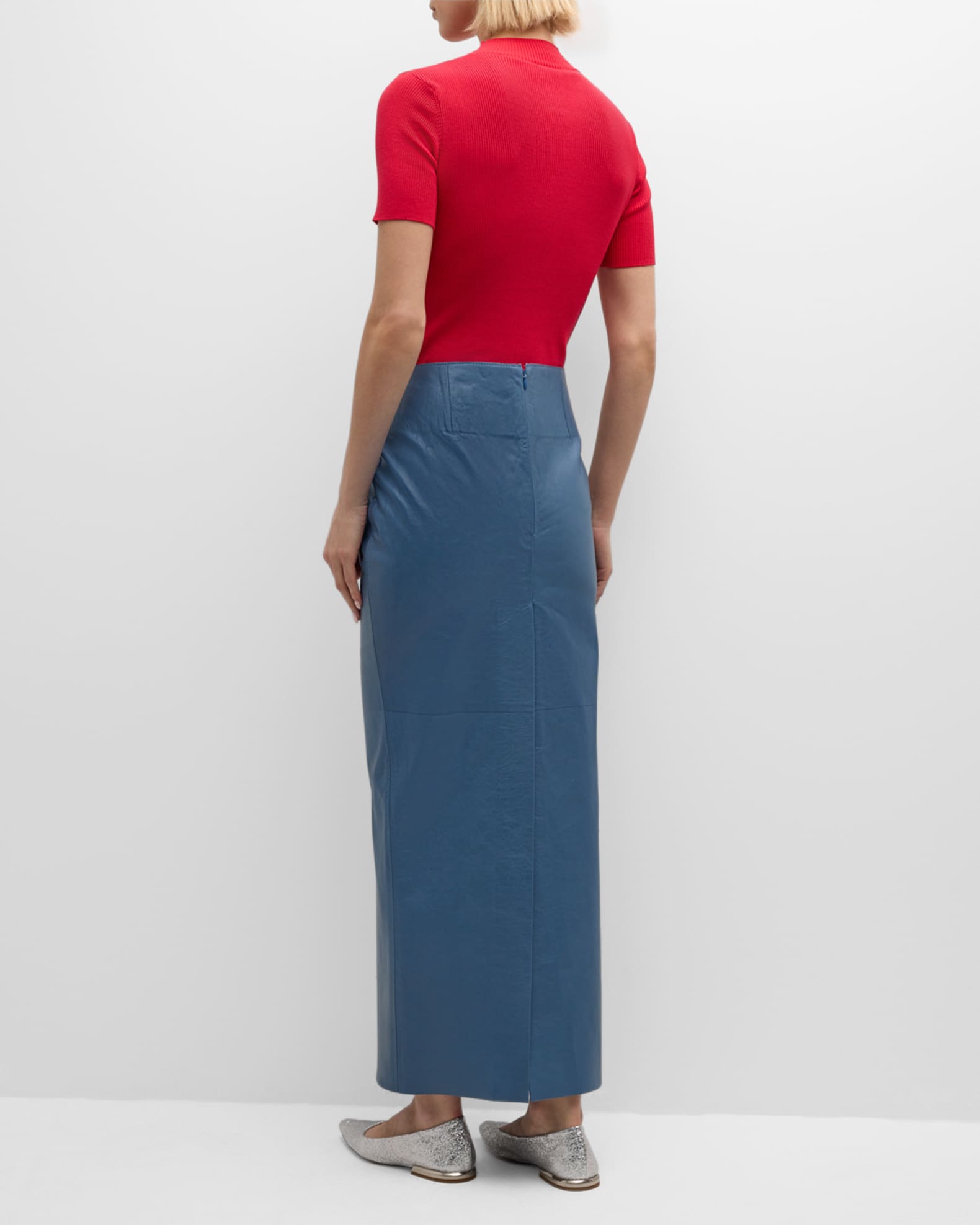 Marni Leather Slit-Back Maxi Pencil Skirt | Neiman Marcus