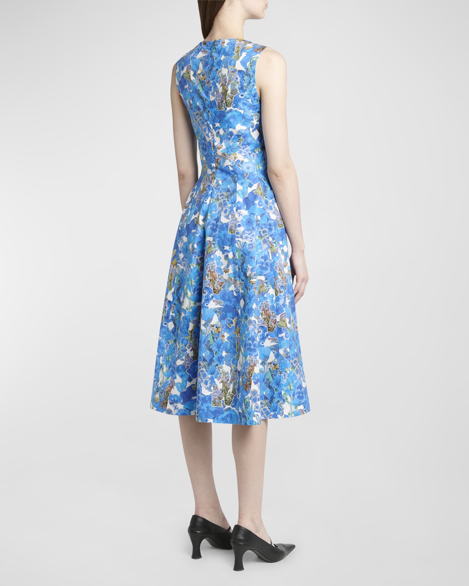 Marni Floral Print Poplin Midi Dress | Neiman Marcus