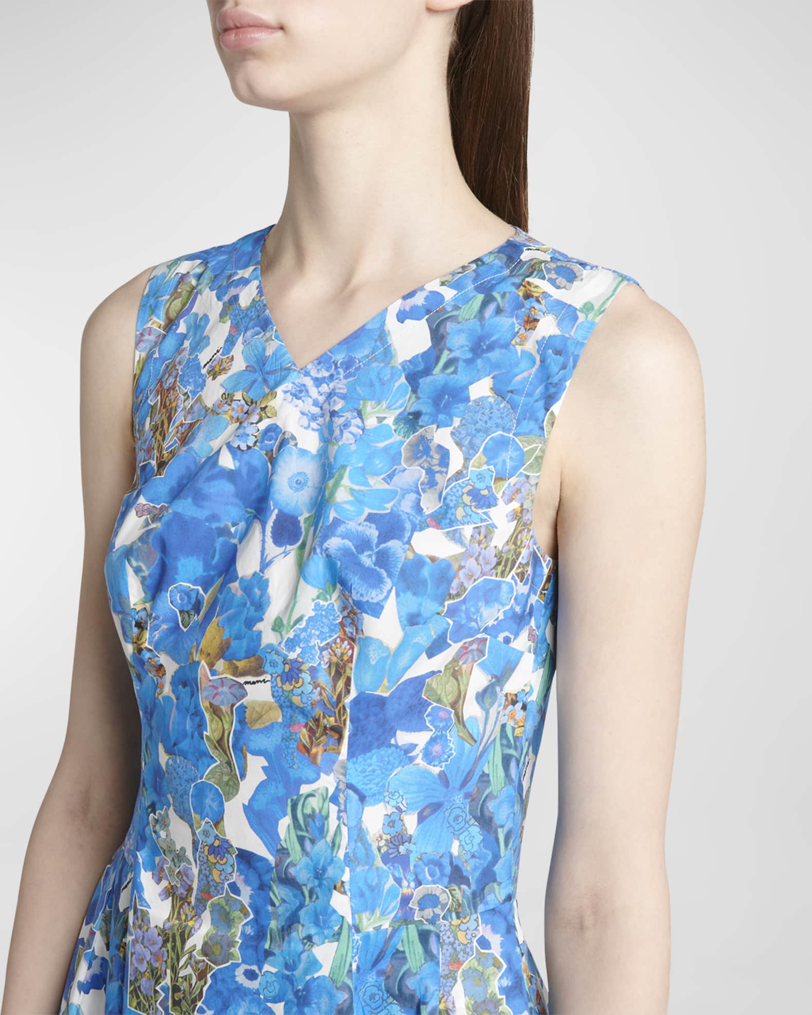 Marni Floral Print Poplin Midi Dress | Neiman Marcus
