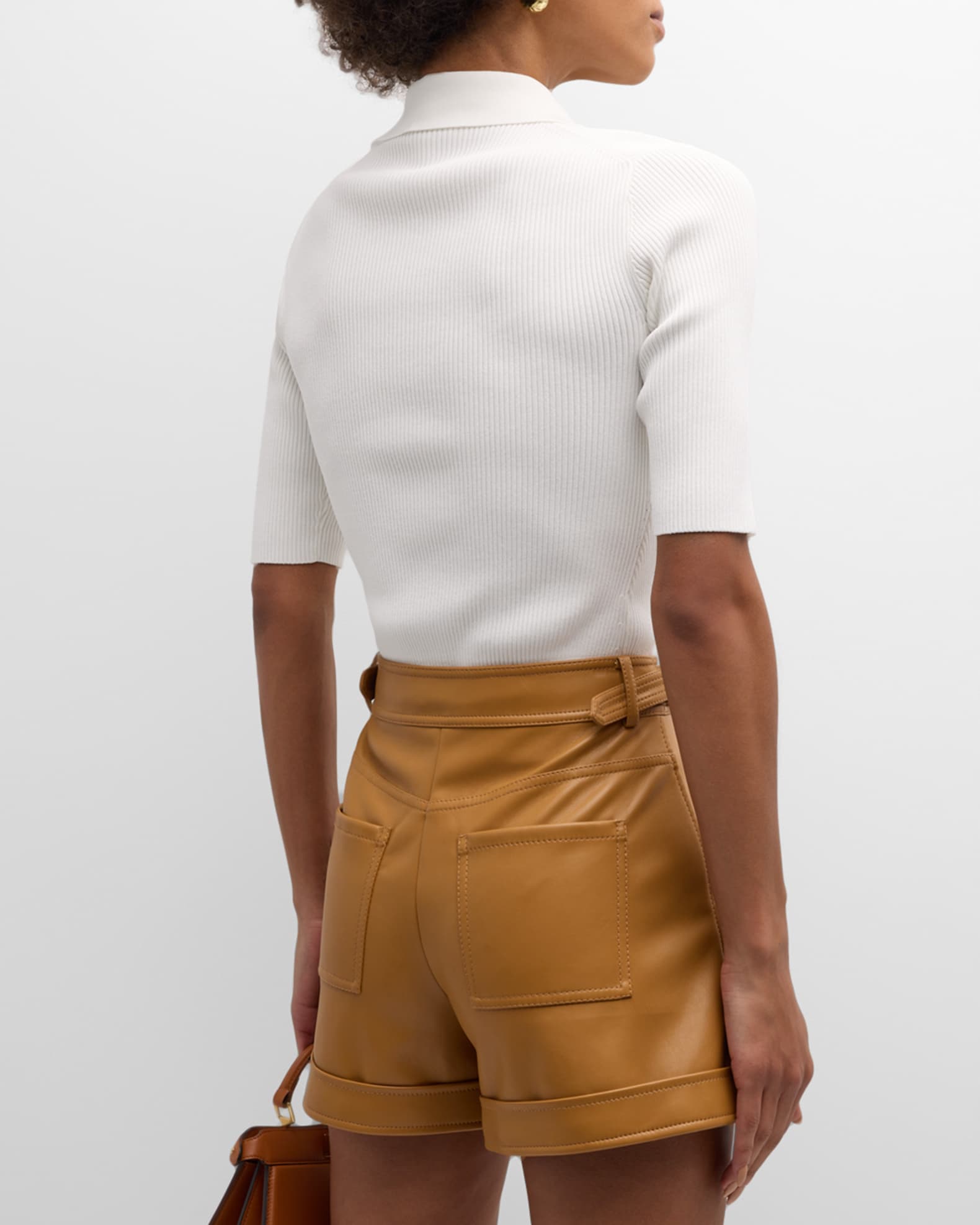 SIMKHAI Secily Short-Sleeve Knit Polo Top | Neiman Marcus