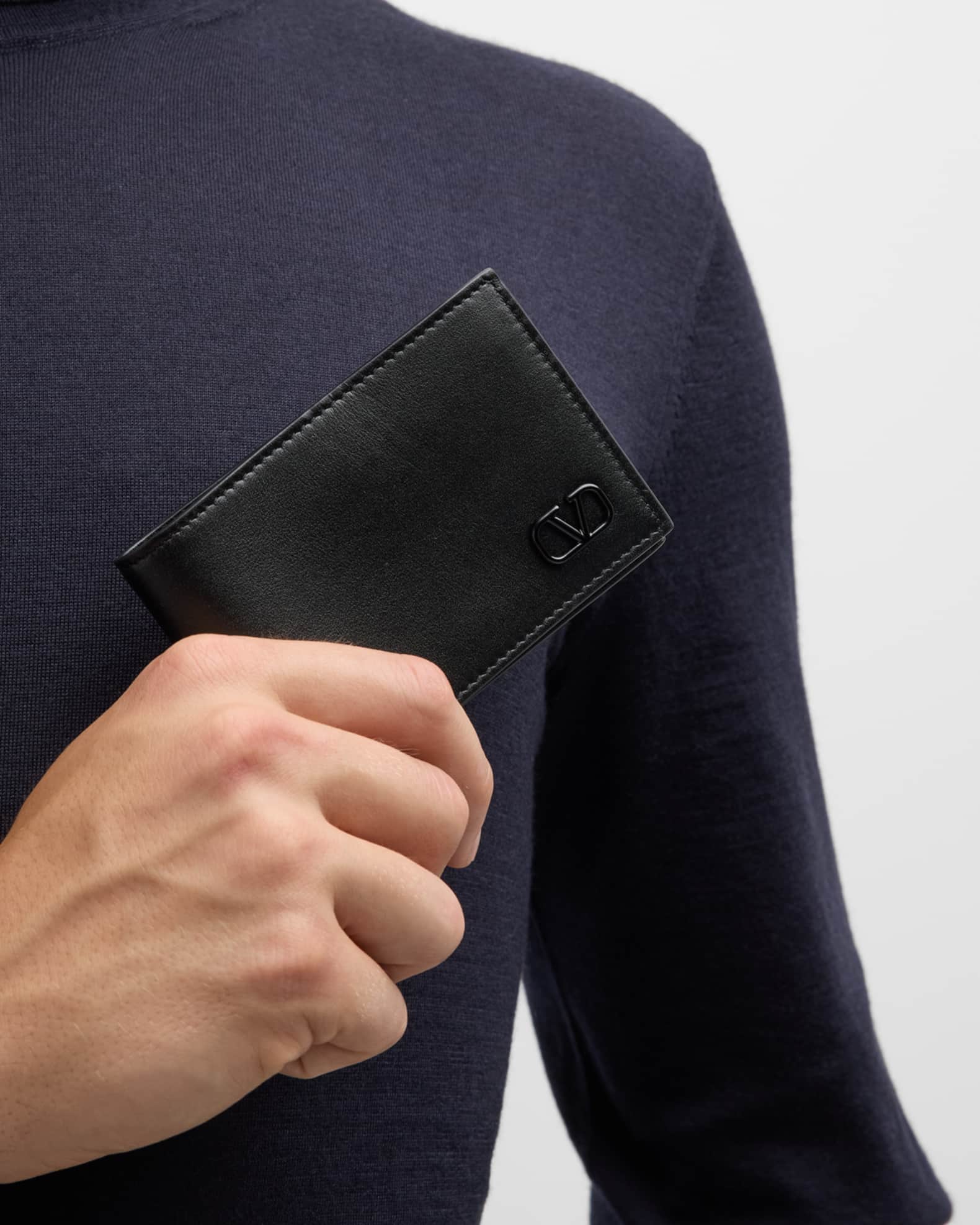 Valentino Garavani Men's Mini VLogo Leather Bifold Wallet | Neiman Marcus