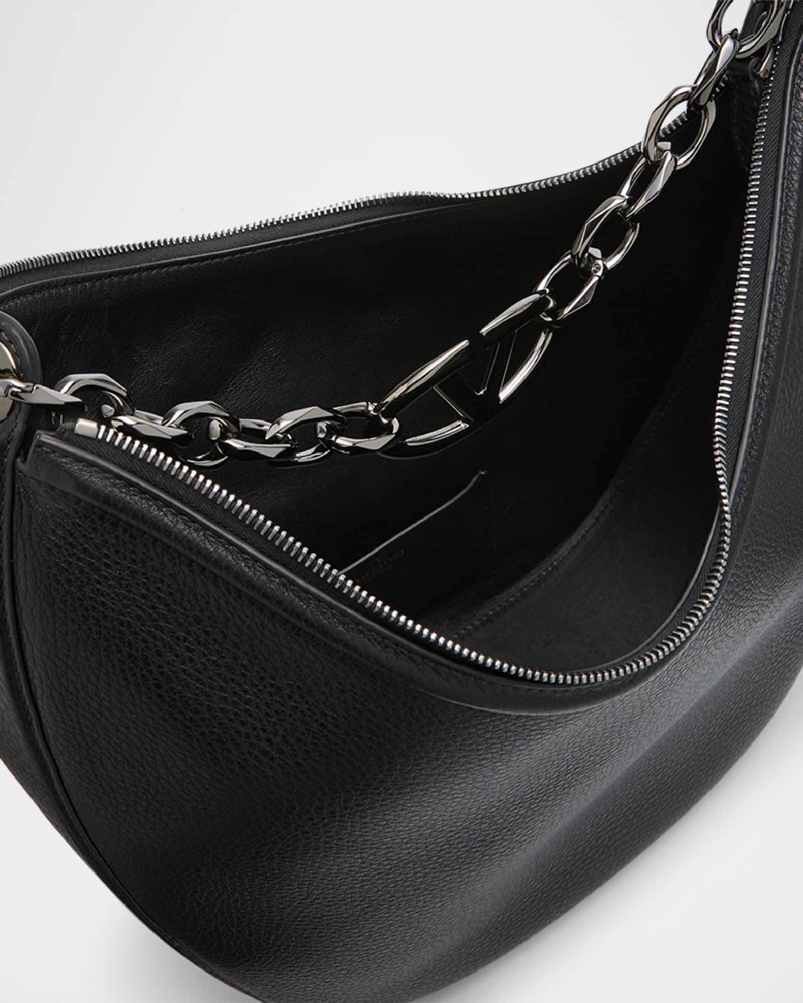 Valentino Garavani Men's VLogo Moon Medium Hobo Bag in Grainy Calfskin with Chain | Neiman Marcus