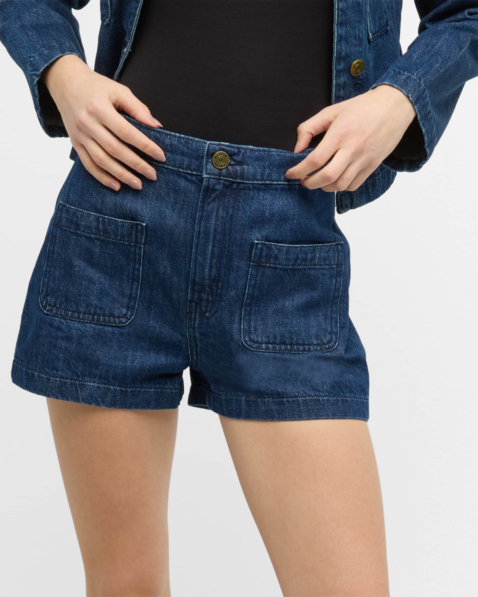FRAME Denim Patch Pocket Trouser Shorts | Neiman Marcus