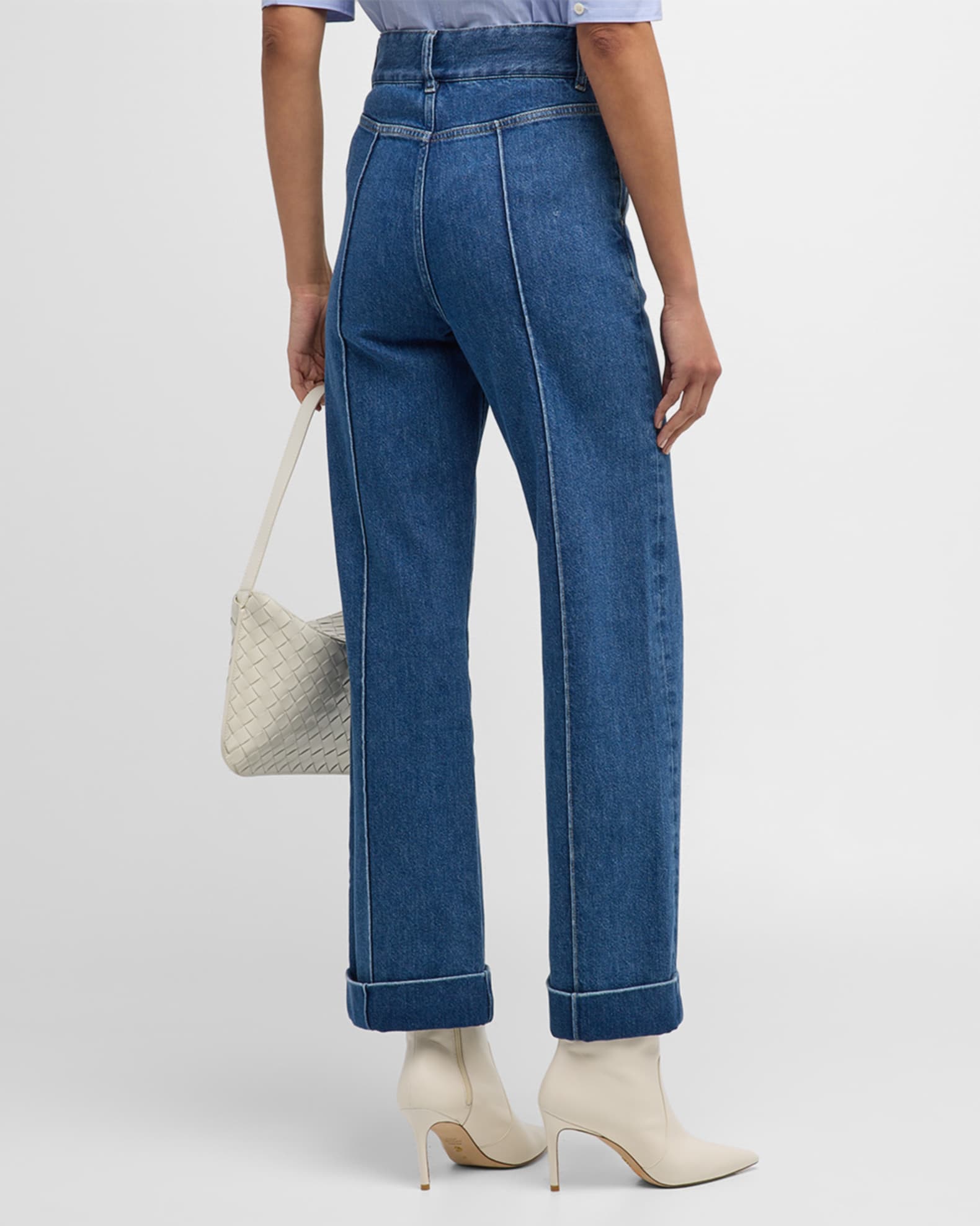 FRAME 70s Cuffed Crop Straight Jeans | Neiman Marcus