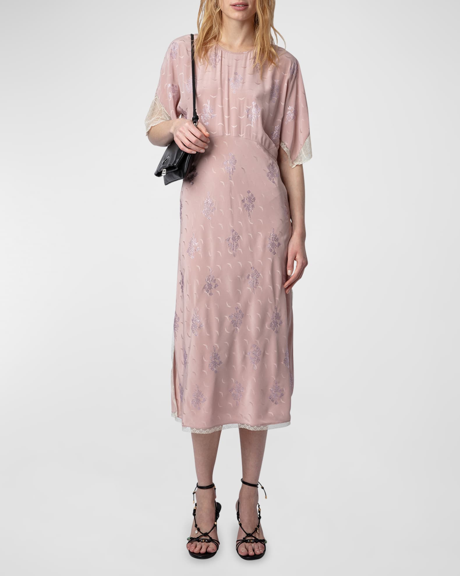 Zadig & Voltaire Rey Jacquard Wings Strass Midi Dress | Neiman Marcus